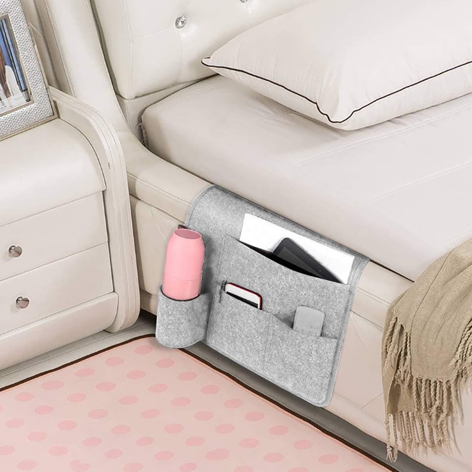 Blukids 4 Pockets Felt Bedside Caddy Gray Bedside Storage Bag Bed ...