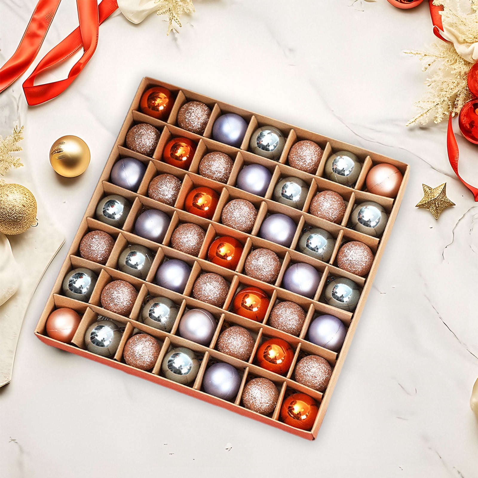 Blukids 49 Pcs Christmas Ball Ornaments Set 1.2in Electroplated Hanging ...