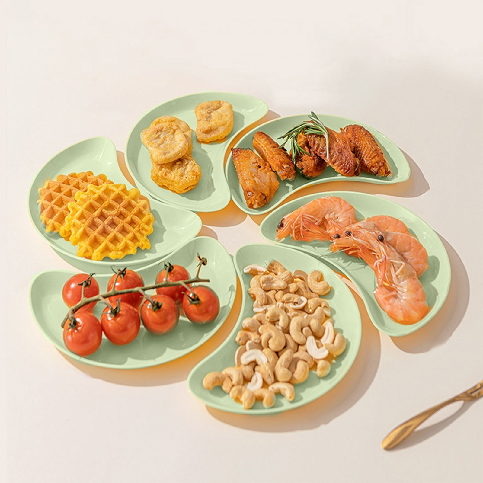 Blukids 4Pcs Food Serving Dishes Moon Shaped Appetizer Plates Dessert ...