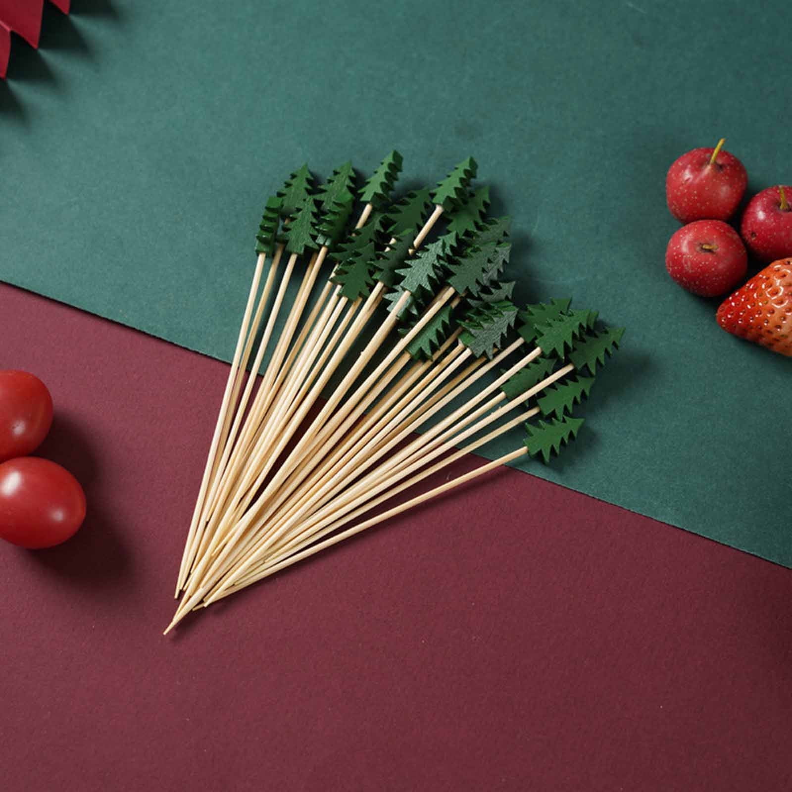 Blukids 50pcs Fancy Cocktail Toothpicks Wooden Food Picks Bamboo Fruit ...