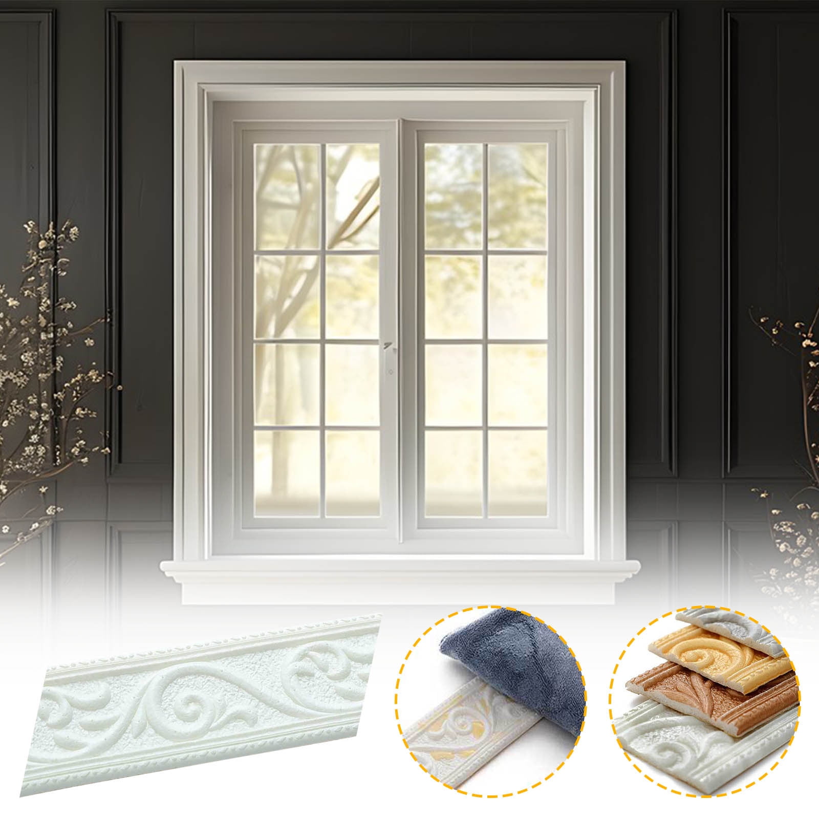 Blukids 90"x 3" Self Adhesive Flexible Foam Molding Trim, 3D Sticky ...