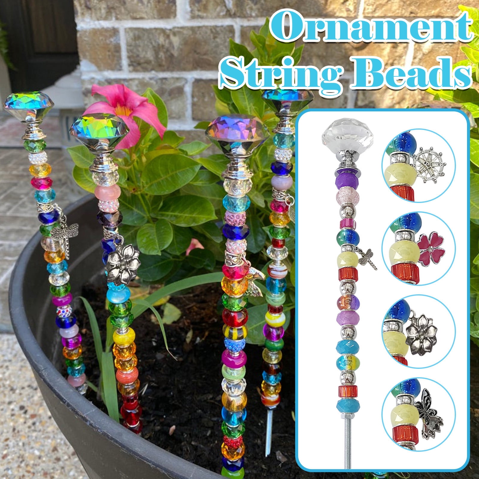 Blukids Beaded Garden Stakes Kit, Garden Stakes Craft, Rose Garden ...