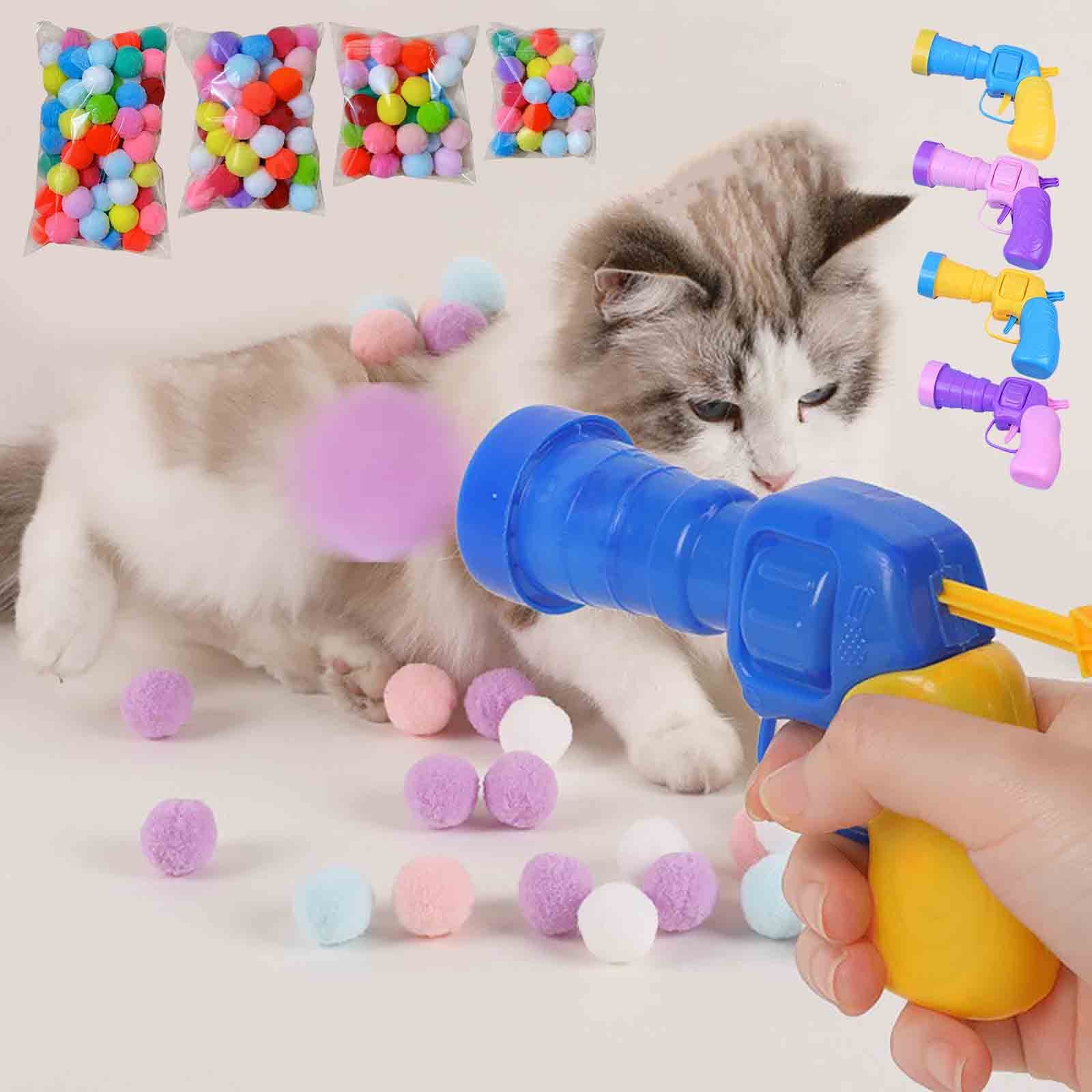 Blukids Cat Toy Ball Launcher Gun,Cat Fetch Toy Gun Shooter, Plush Ball ...