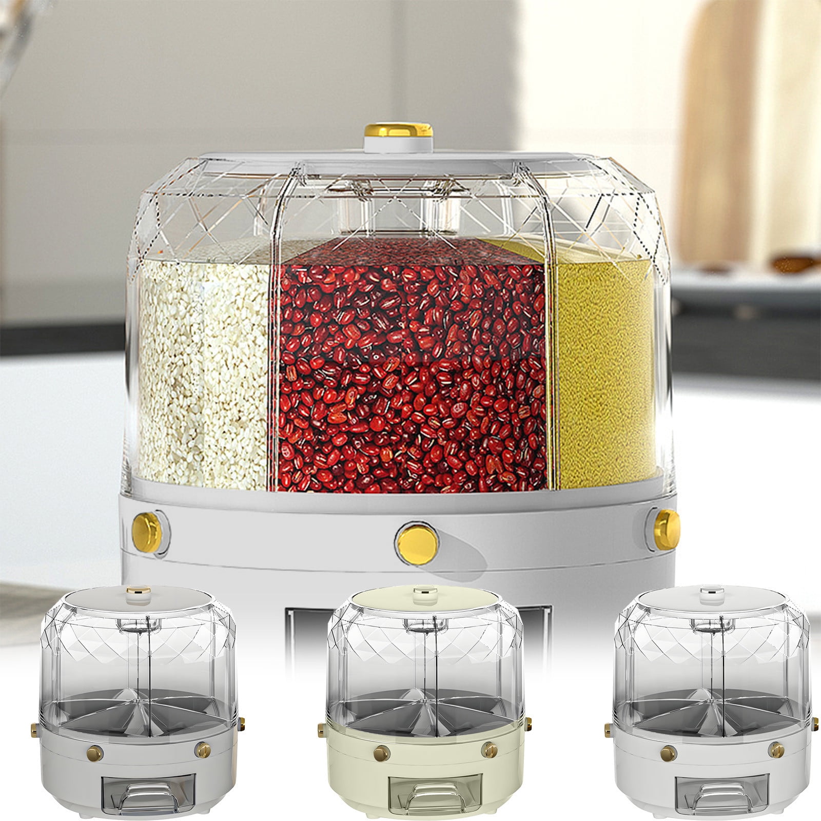 Blukids Cereal Dispenser Grain Dispenser,360° Rotating 6 Grid Food ...