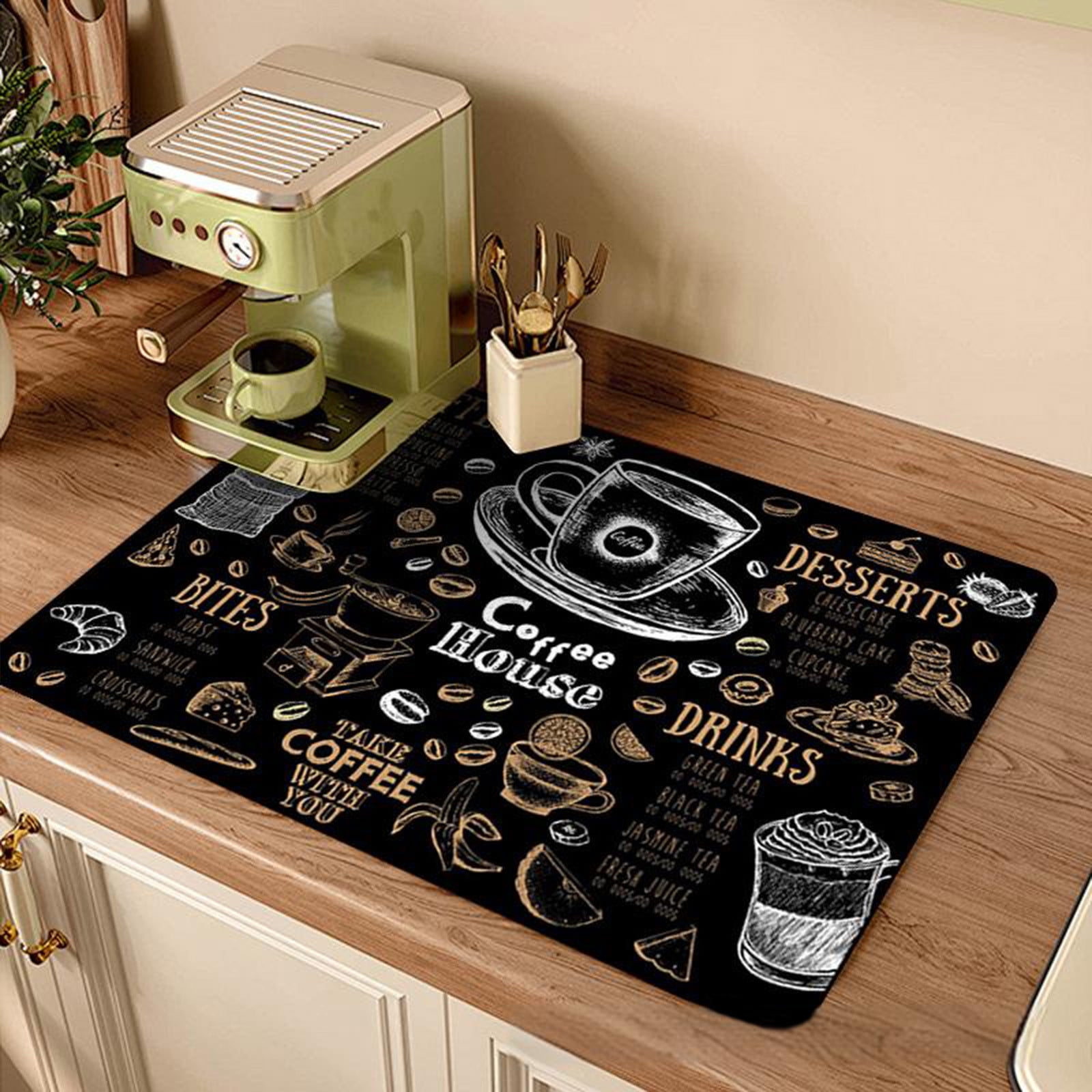 Blukids Coffee Bar Mats Coffee Maker Mat for Countertops Coffee Station ...
