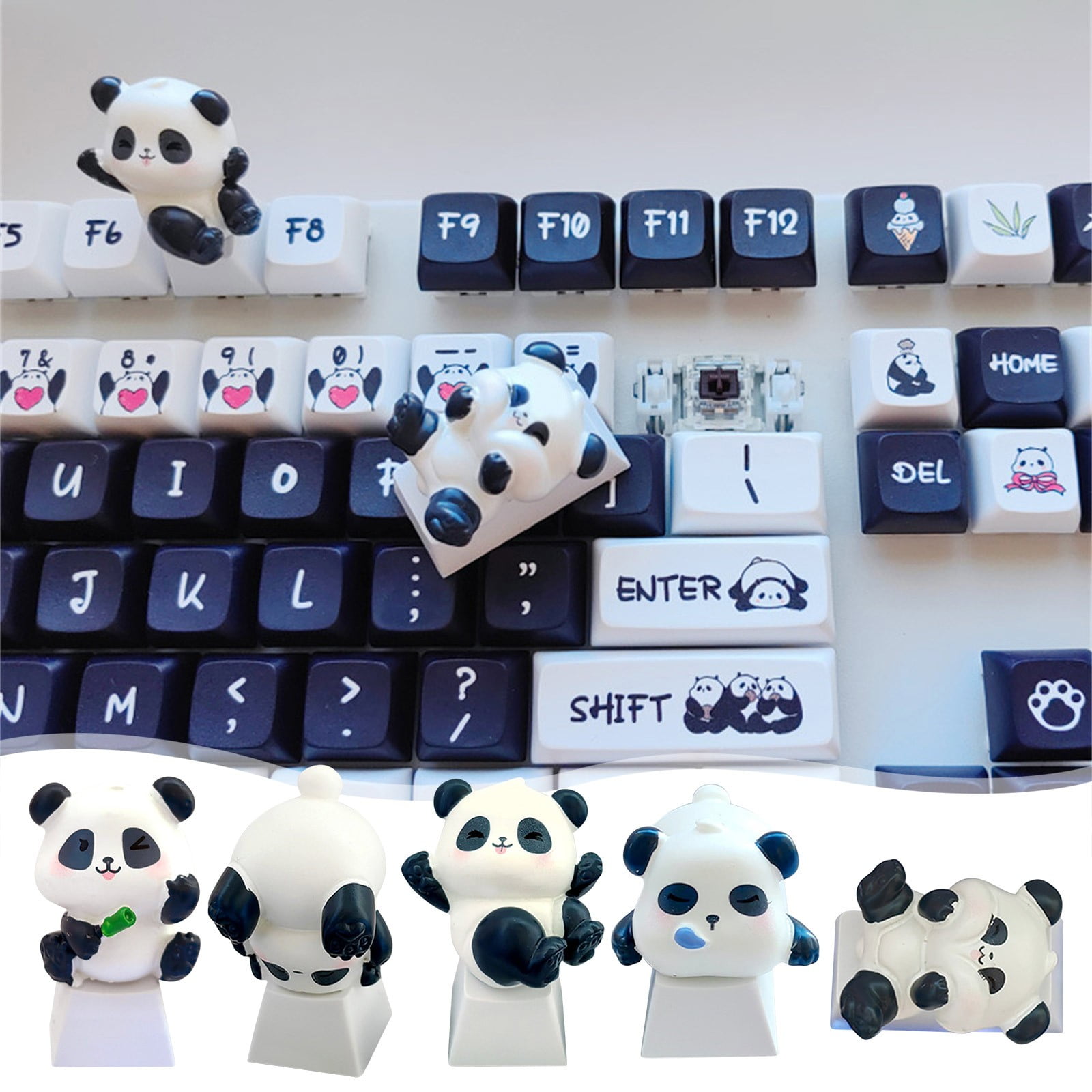 Blukids Cute Panda Keycaps 1pcs,3D-Panda Keyboard Keycaps Custom OEM R4 ...