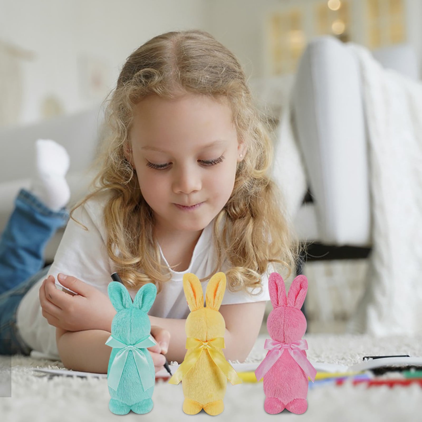 Blukids Easter Bunny Oranament Decor, Green Moss Velvet Butterfly ...