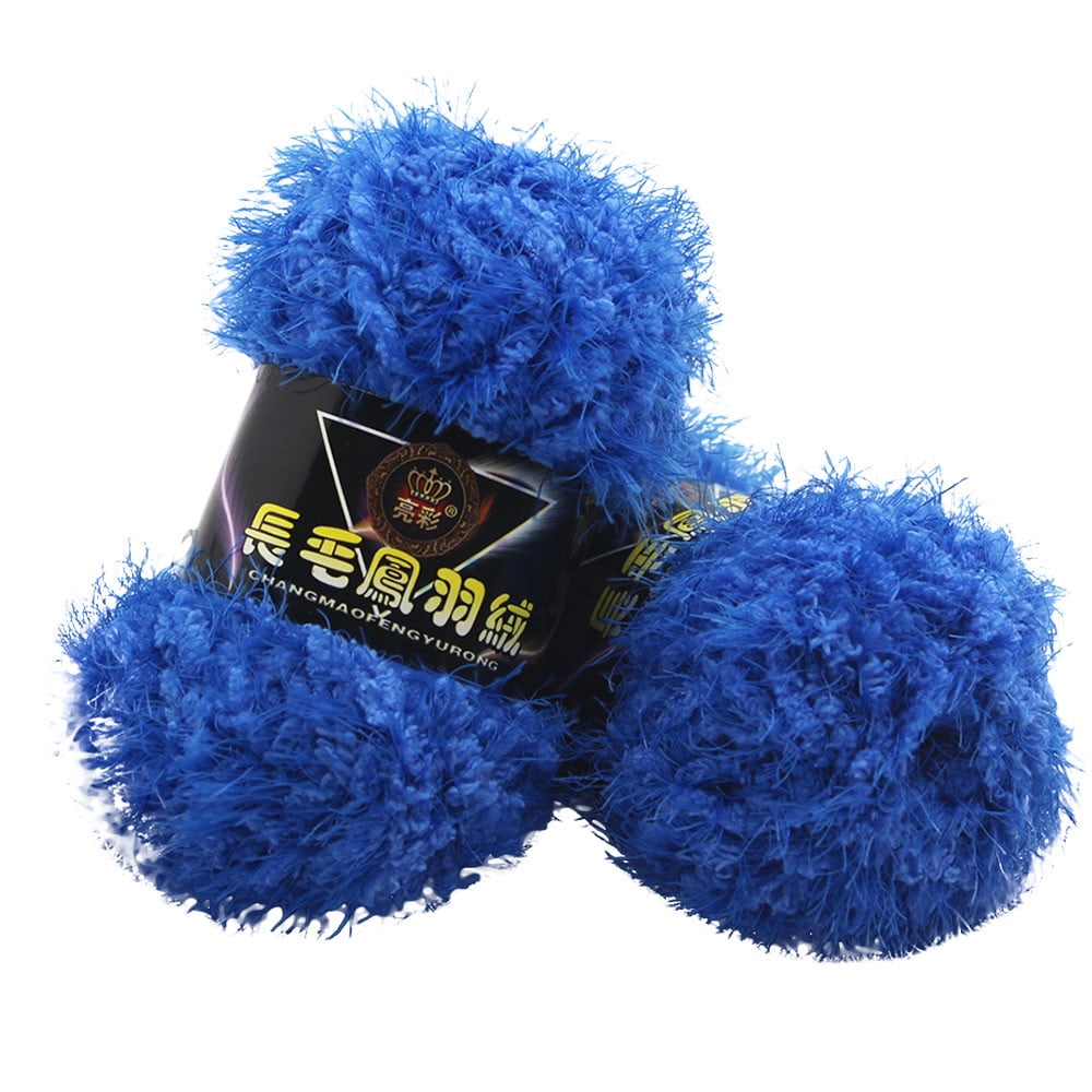 Blukids Eyelash Fun Fur Yarn Premium 100% Polyester, Colorful Crochet ...