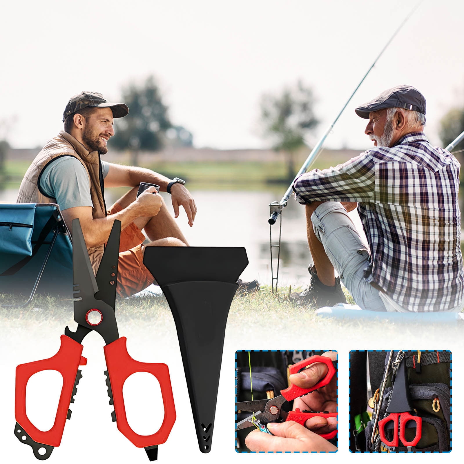 Blukids Fishing 6.5" Pro Fishing Shears Dual Serrated Blades, Fishing ...