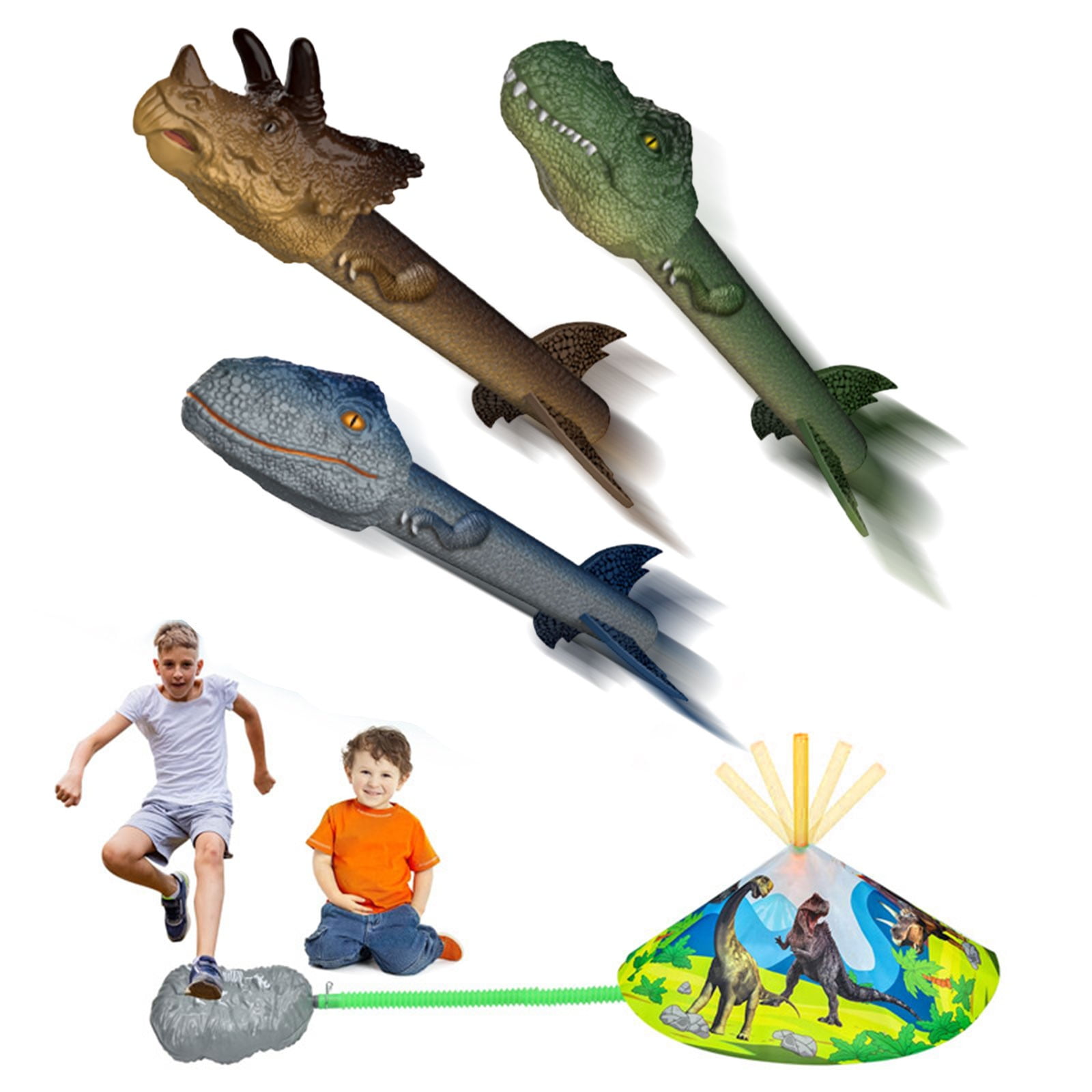 Blukids Foot-Launched Dinosaur Stomp Rocket Toy - Outdoor Parent-Child ...