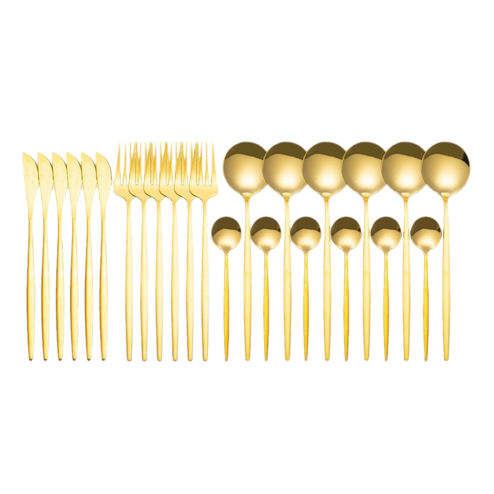 Blukids Gold Silverware Set 24 Piece Service for 6, Titanium Gold ...
