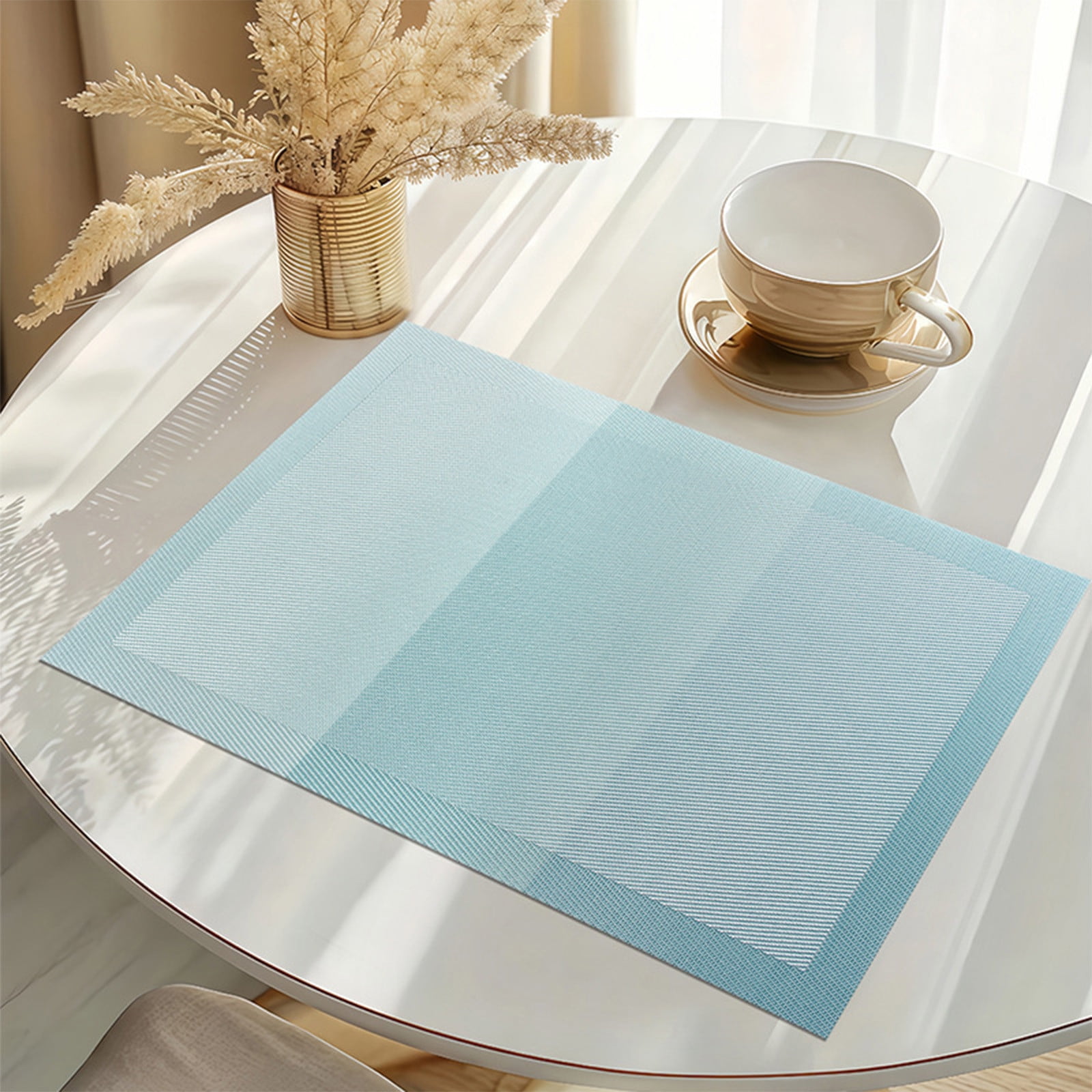 Blukids Gradient PVC Table Mat 18x12in Rectangular Woven Placemat Heat ...