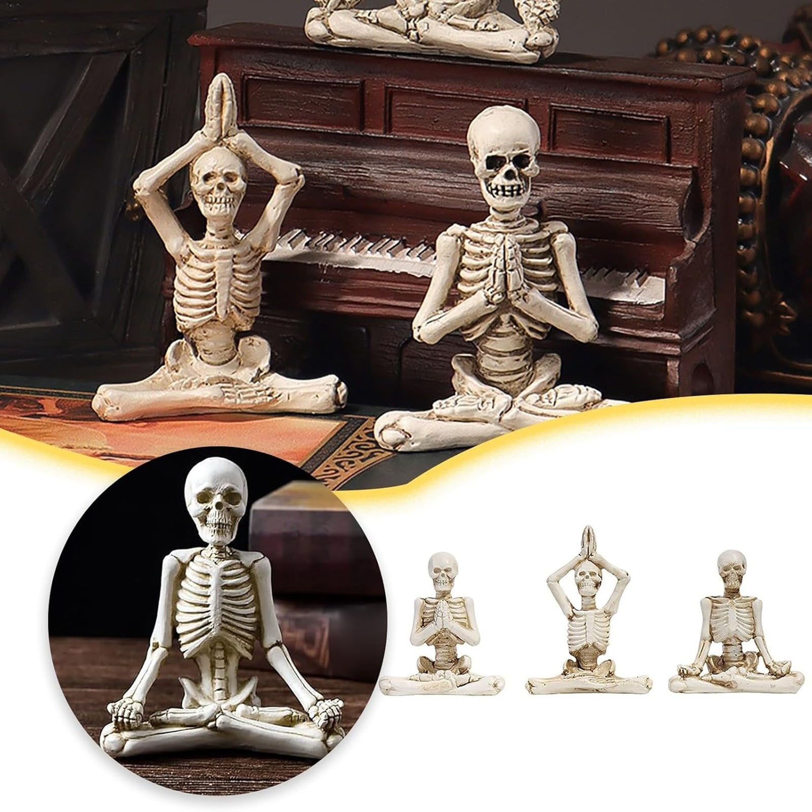 Blukids Halloween Decorations Yoga Skeleton-Decor Collectible-Figurines ...