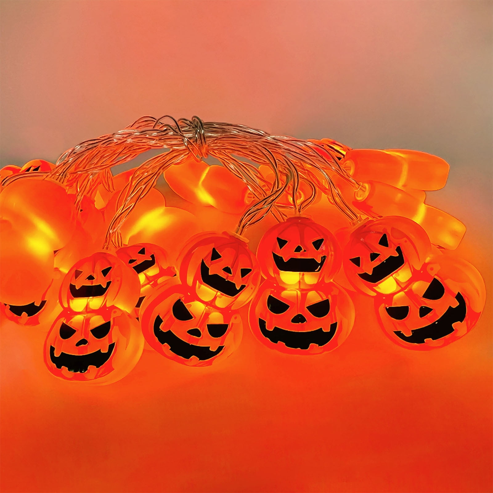 Blukids Halloween Pumpkin String Lights 20 LED Jack-O-Lantern Battery ...