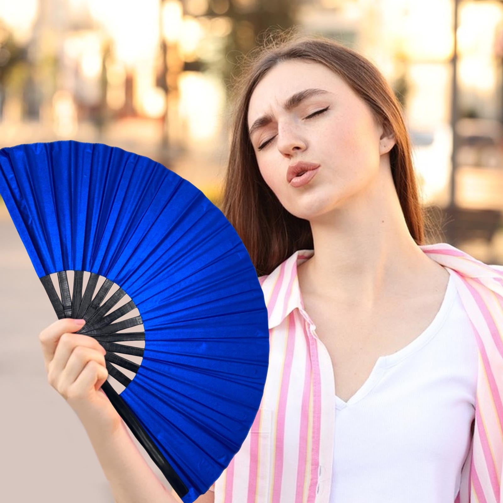 Blukids Large Folding Fans Rave Hand Fans Festival Fans for Women Men ...