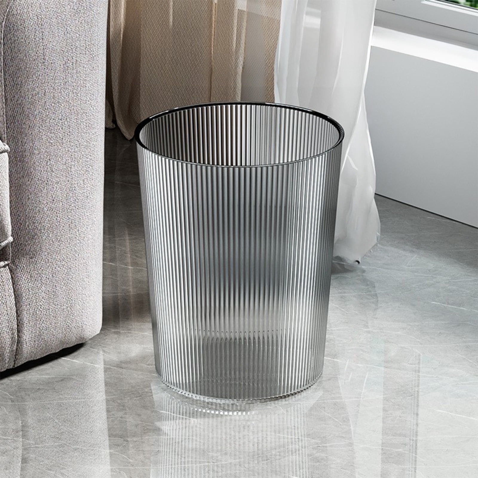 Blukids Lightweight Plastic Waste Basket, Clear Round Trash Can Small ...