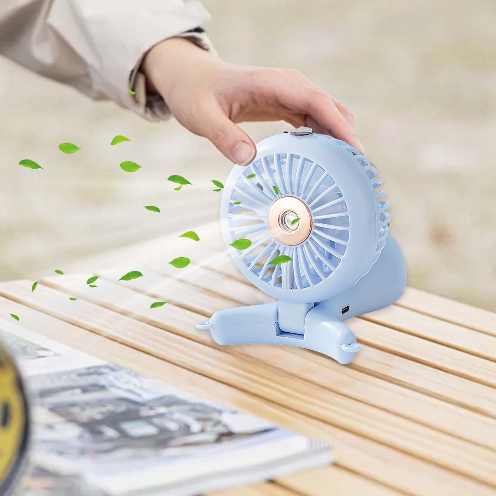 Blukids Mini Portable Foldable Water Misting Fan, Powerful Handheld Fan ...
