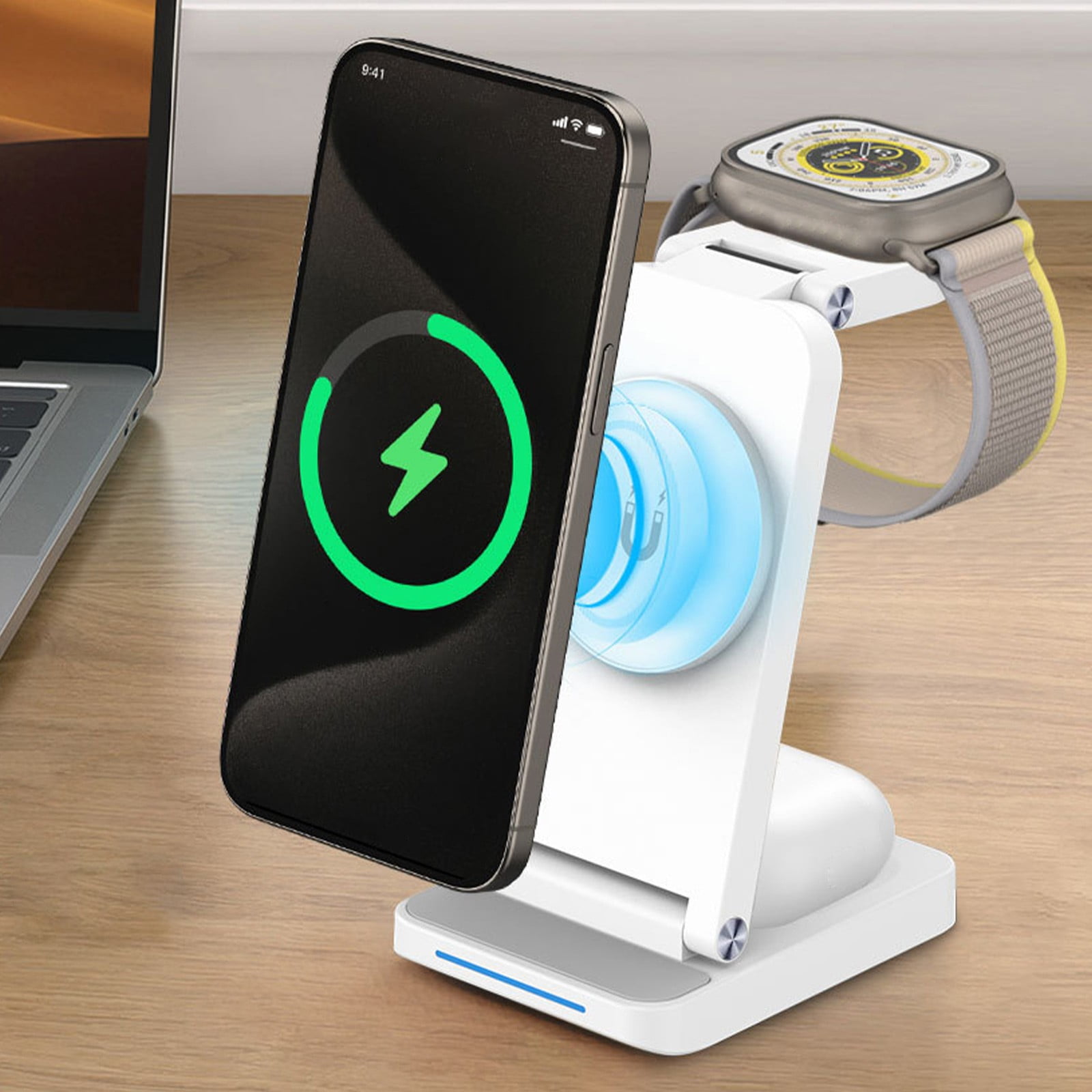 Blukids Portable Wireless Charger, 15W Folding Stand Desktop Max ...