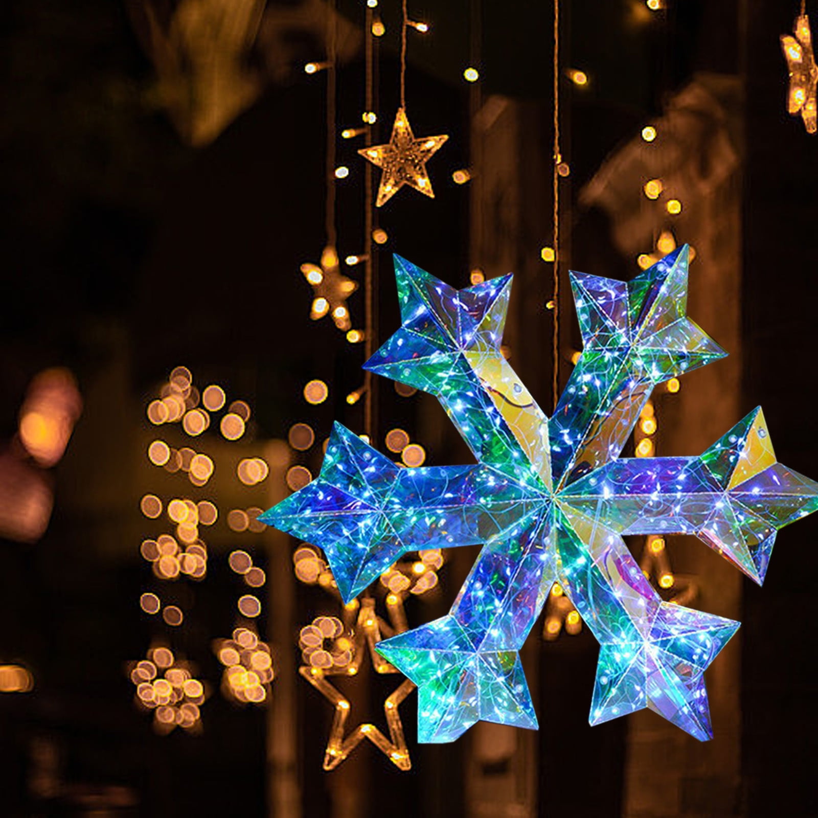 Blukids Prismatic Iridescent Snowflake Light Decorations, Prismatic ...