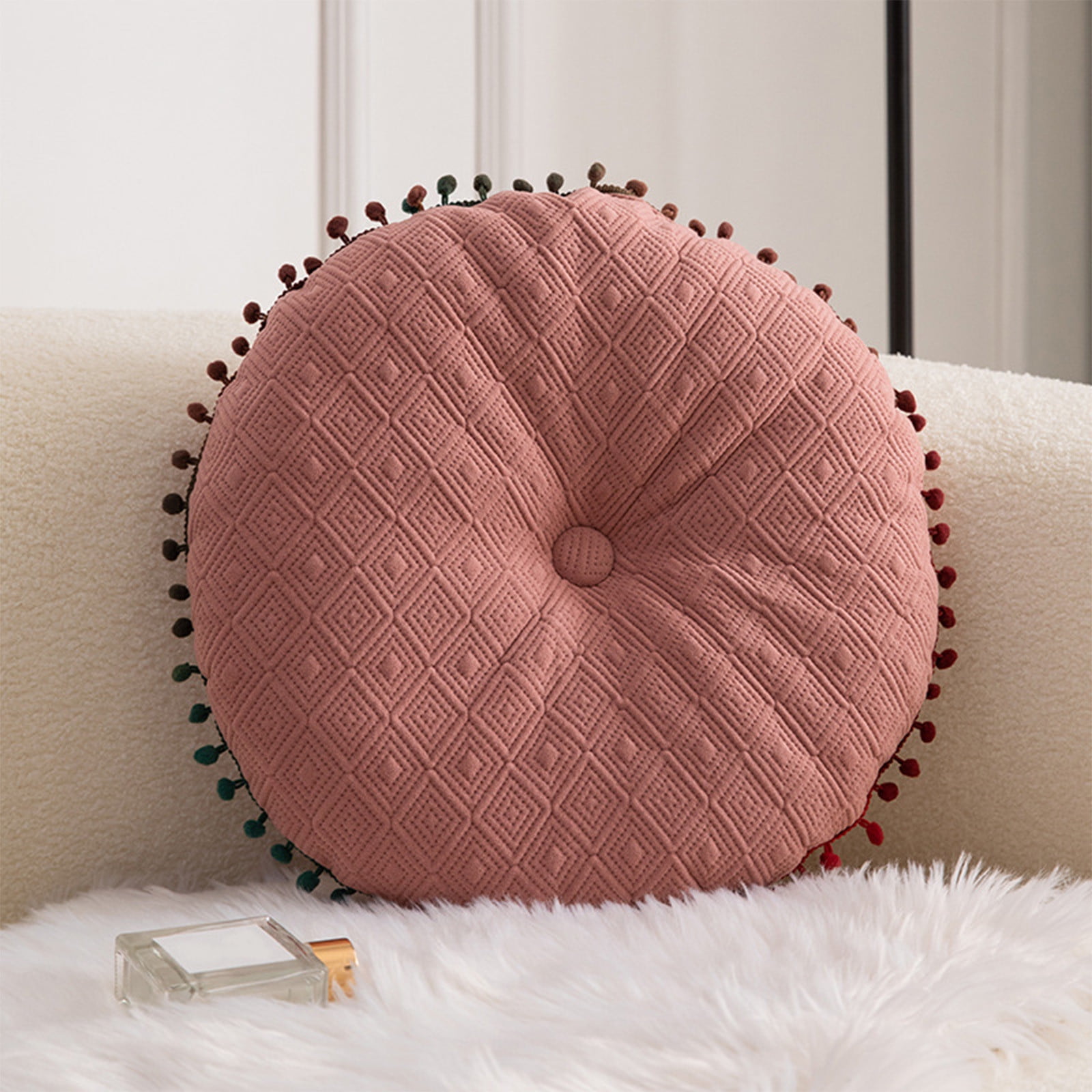 Blukids Round Throw Pillow Cushion for Couch Velvet Decorative Small ...