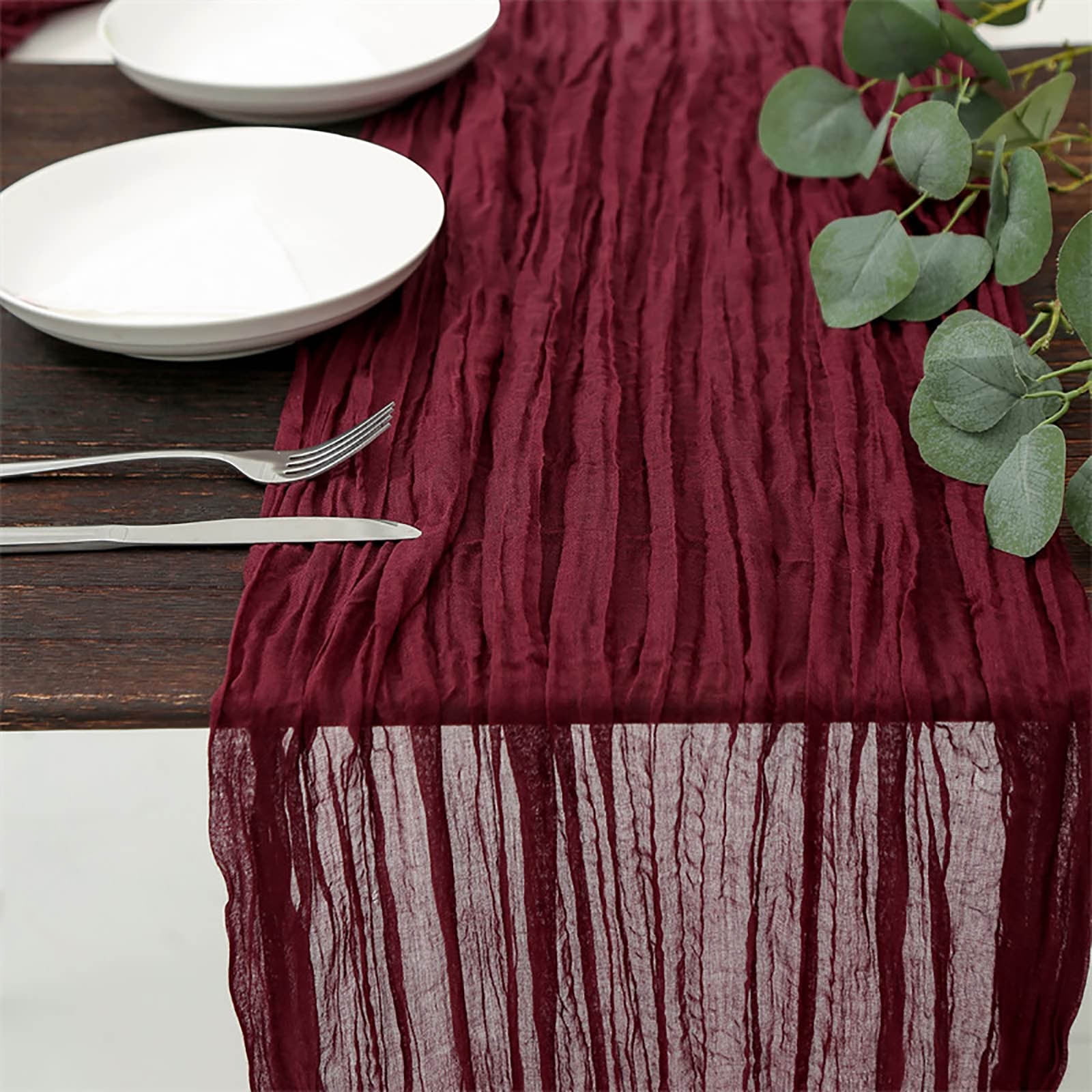Blukids Sand Cheesecloth Table Runner 90×180cm Rustic Gauze Table ...
