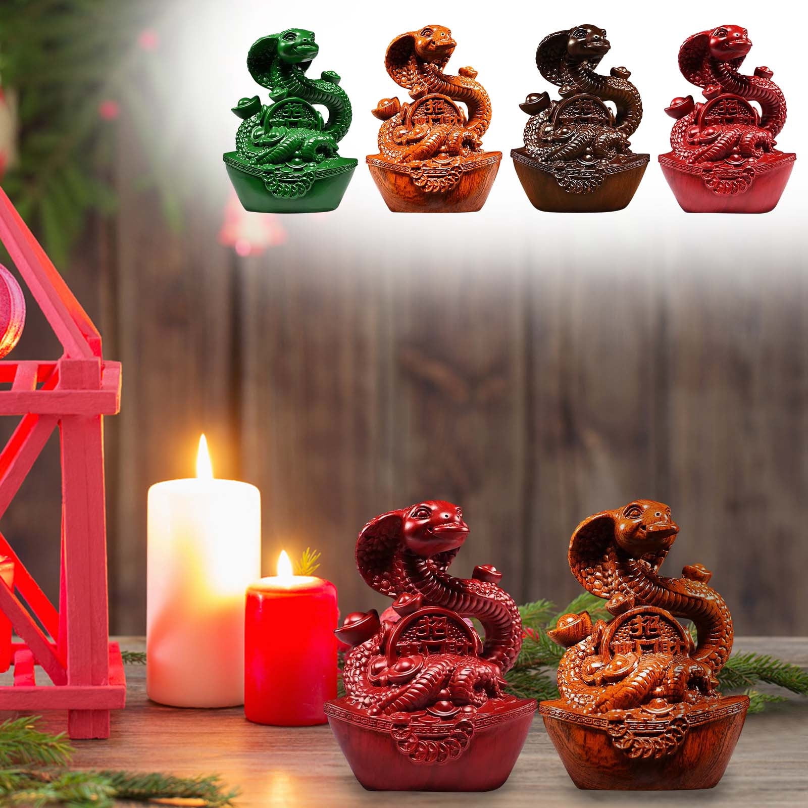 Blukids Snake Statue Small Wooden Chinese Feng Shui Snake Figurines ...