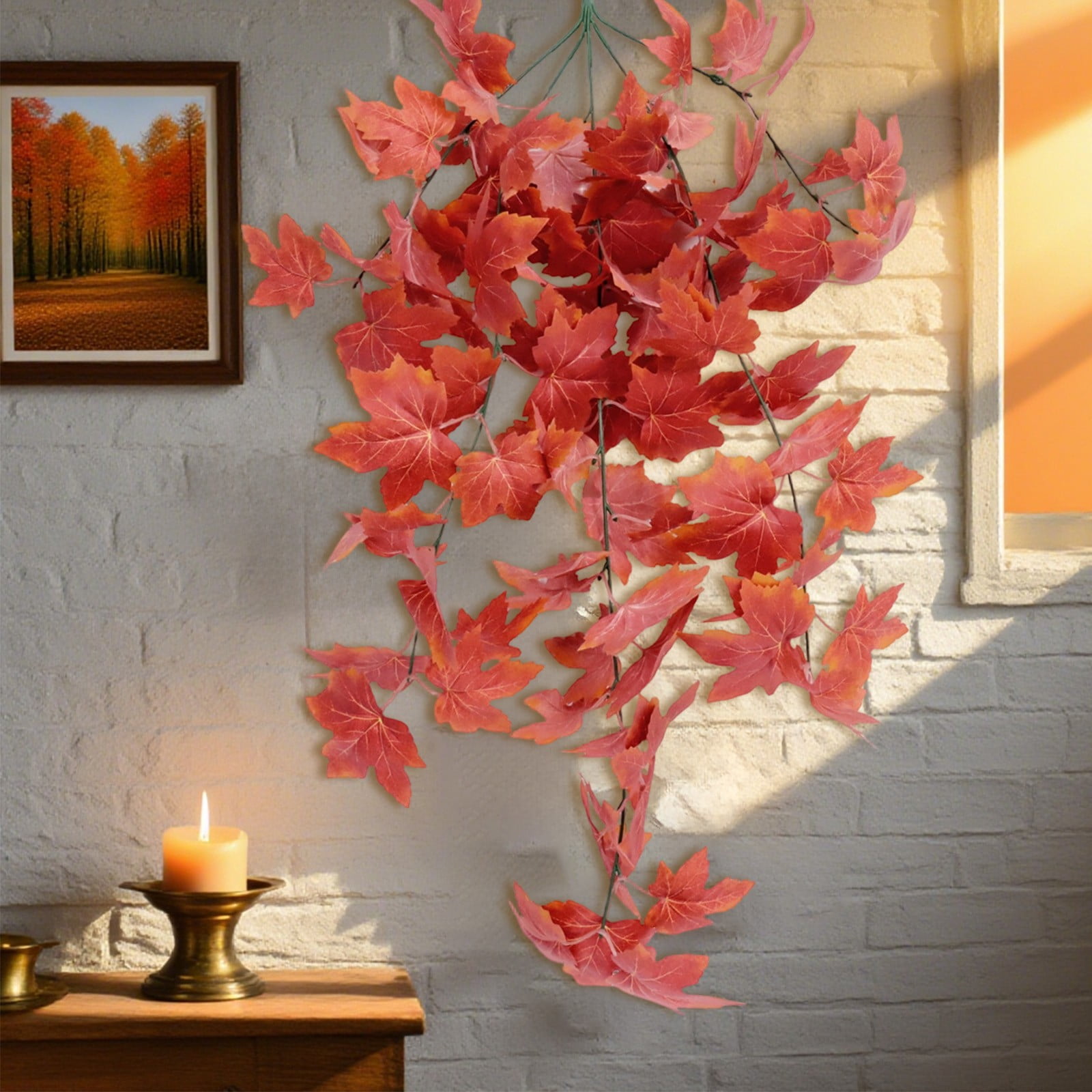 Blukids Thanksgiving Garland Artificial Fall Leaf Vine Hanging Decor ...