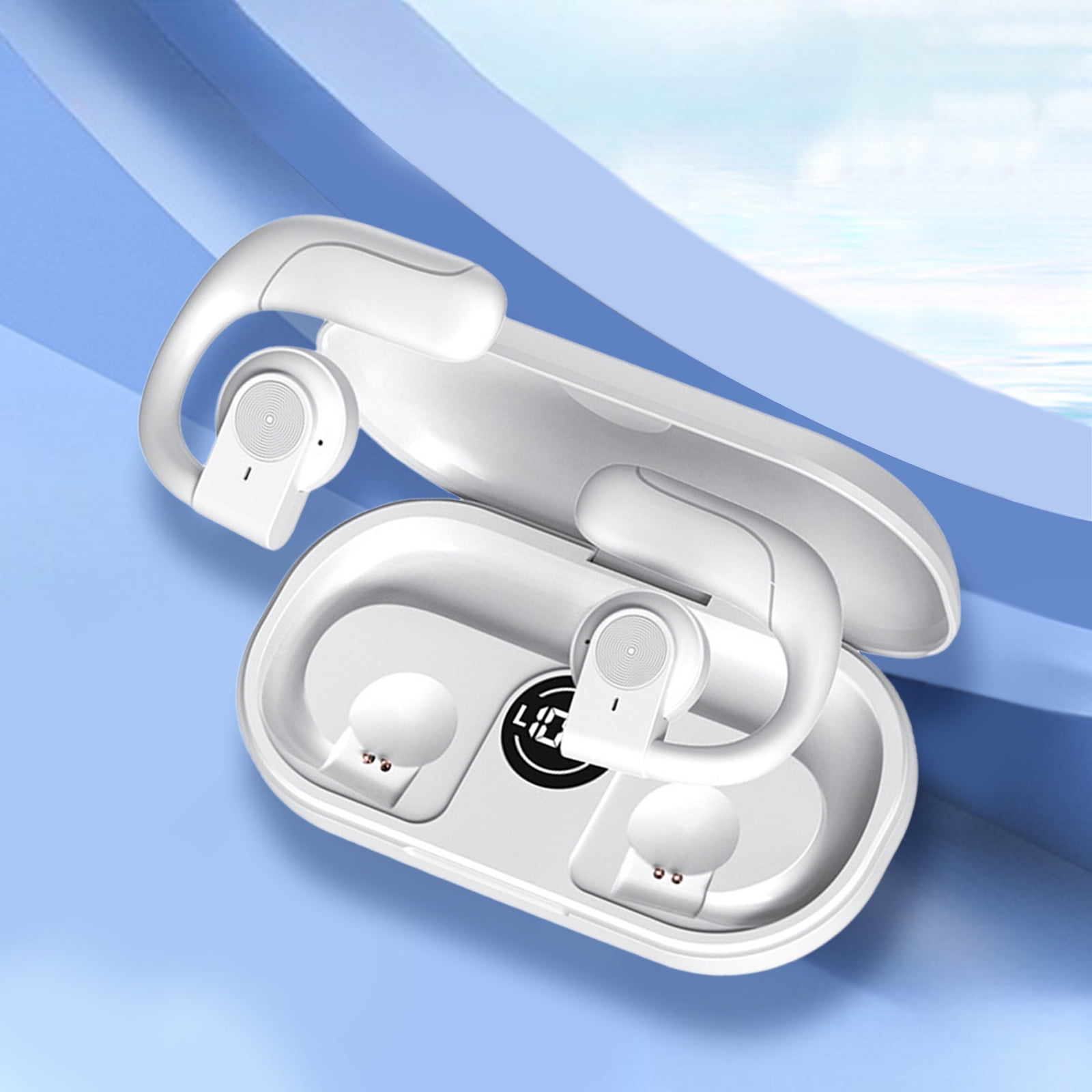 Wanfds Wireless Earbuds Bluetooth Headphones with Earhook,LED Power ...
