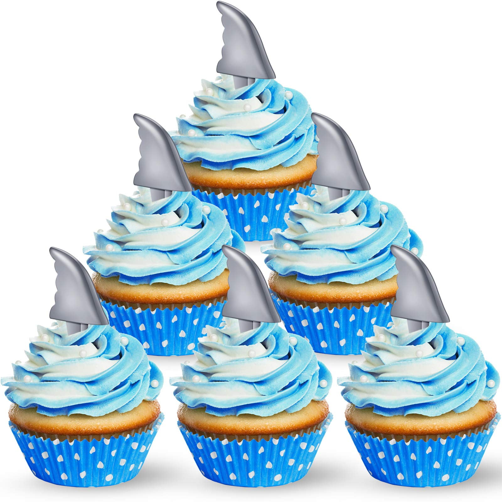 Blulu 36 Pcs SCH4 Shark Fin Cupcake Toppers Shark Fin Cake Toppers ...