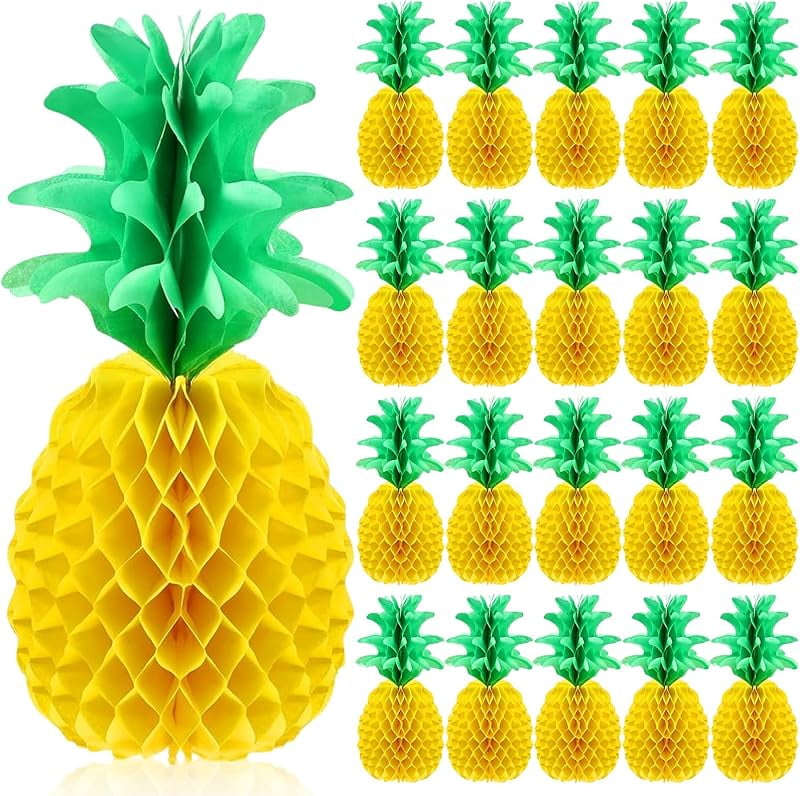 Blulu 6 Pieces 14 Inch Pineapple Honeycomb Centerpieces Tissue Paper ...