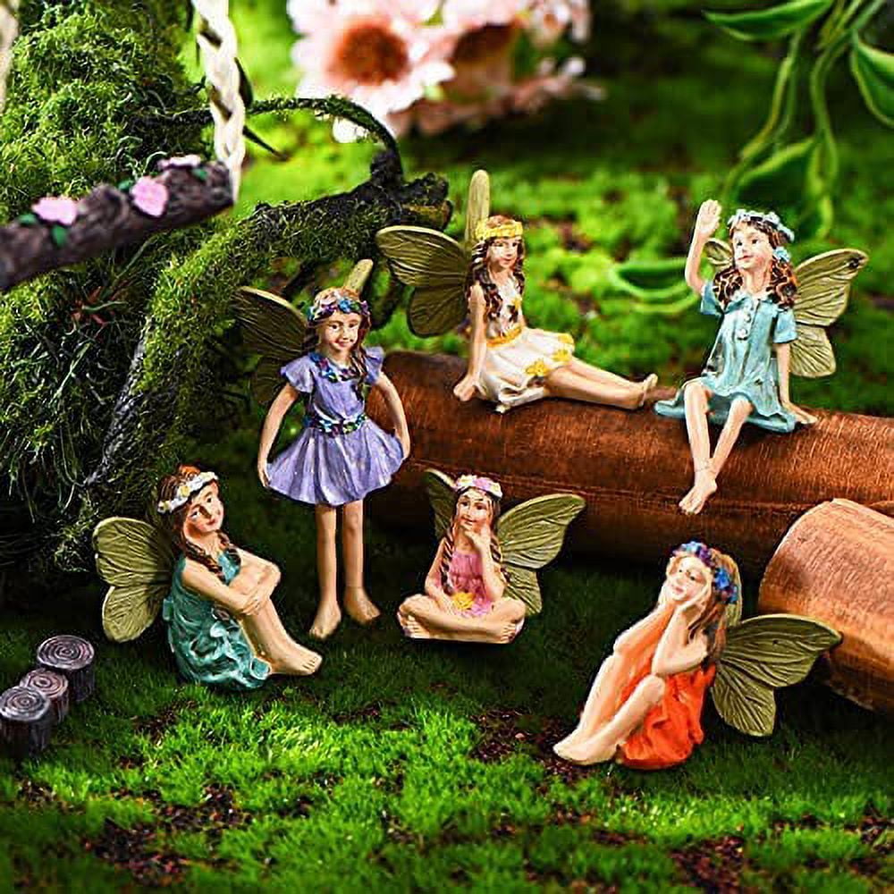 Blulu 6 Pieces Miniature Fairies Accessories Mini Figurines with Stick ...