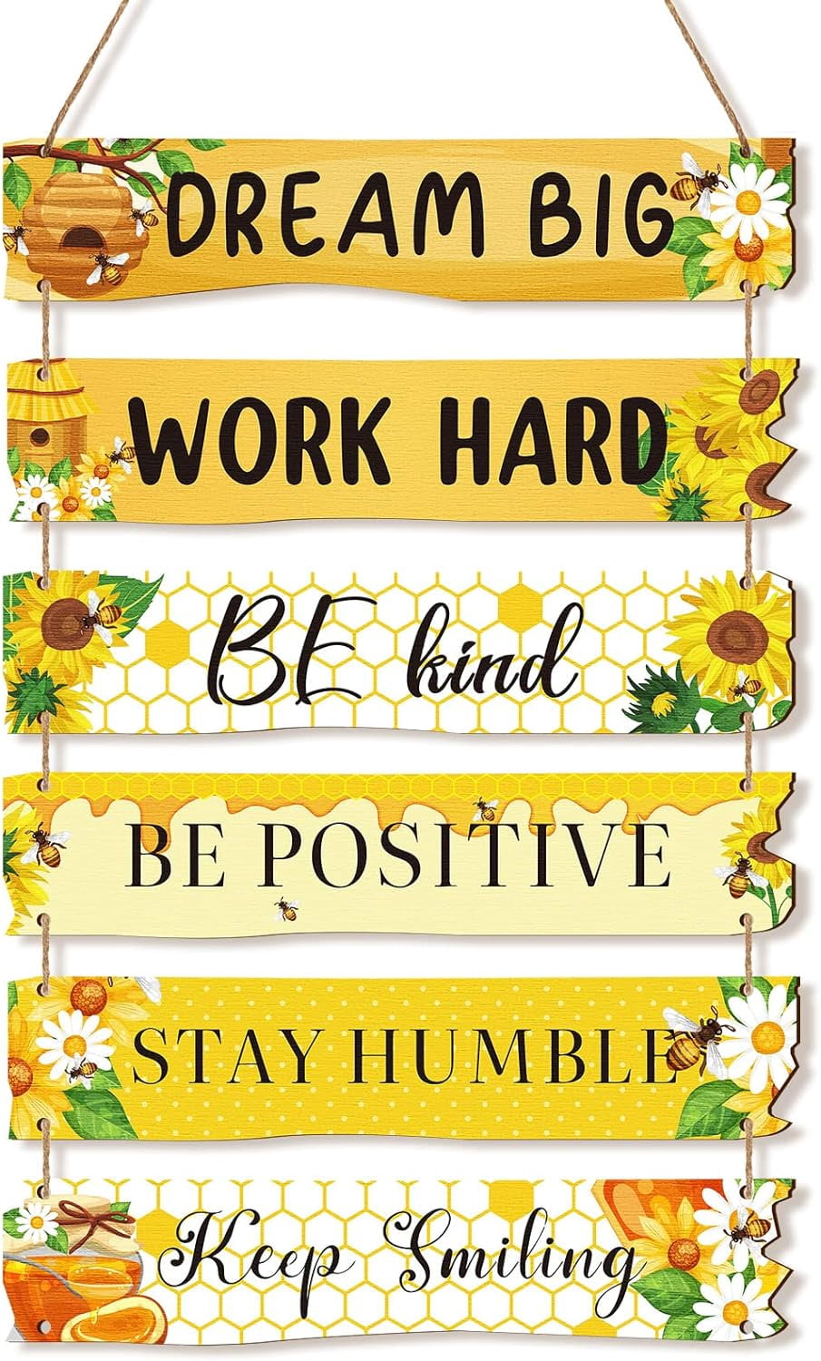 Blulu 6 Pieces Rustic Wall Hanging Plaque Sign Inspirational Wall Art ...