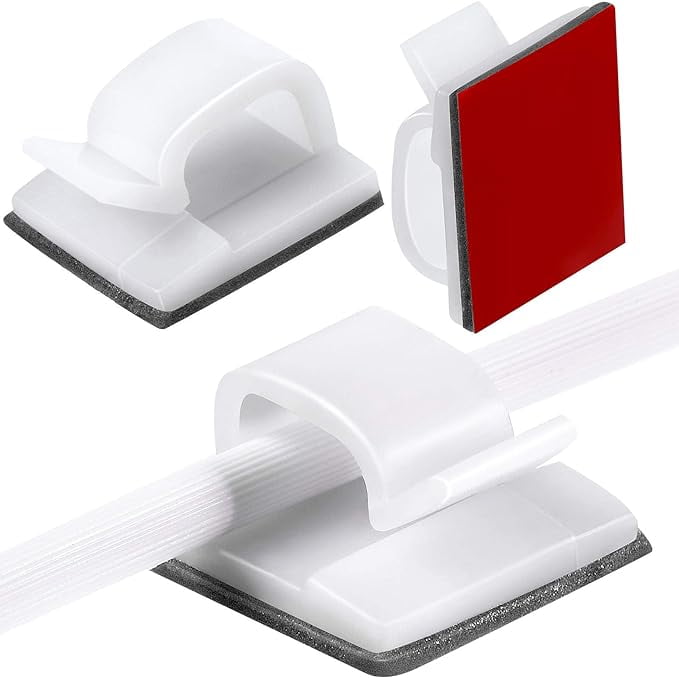 Blulu Pack of 100 Mini Outdoor Cable Clips with Adhesive Tapes, Light ...