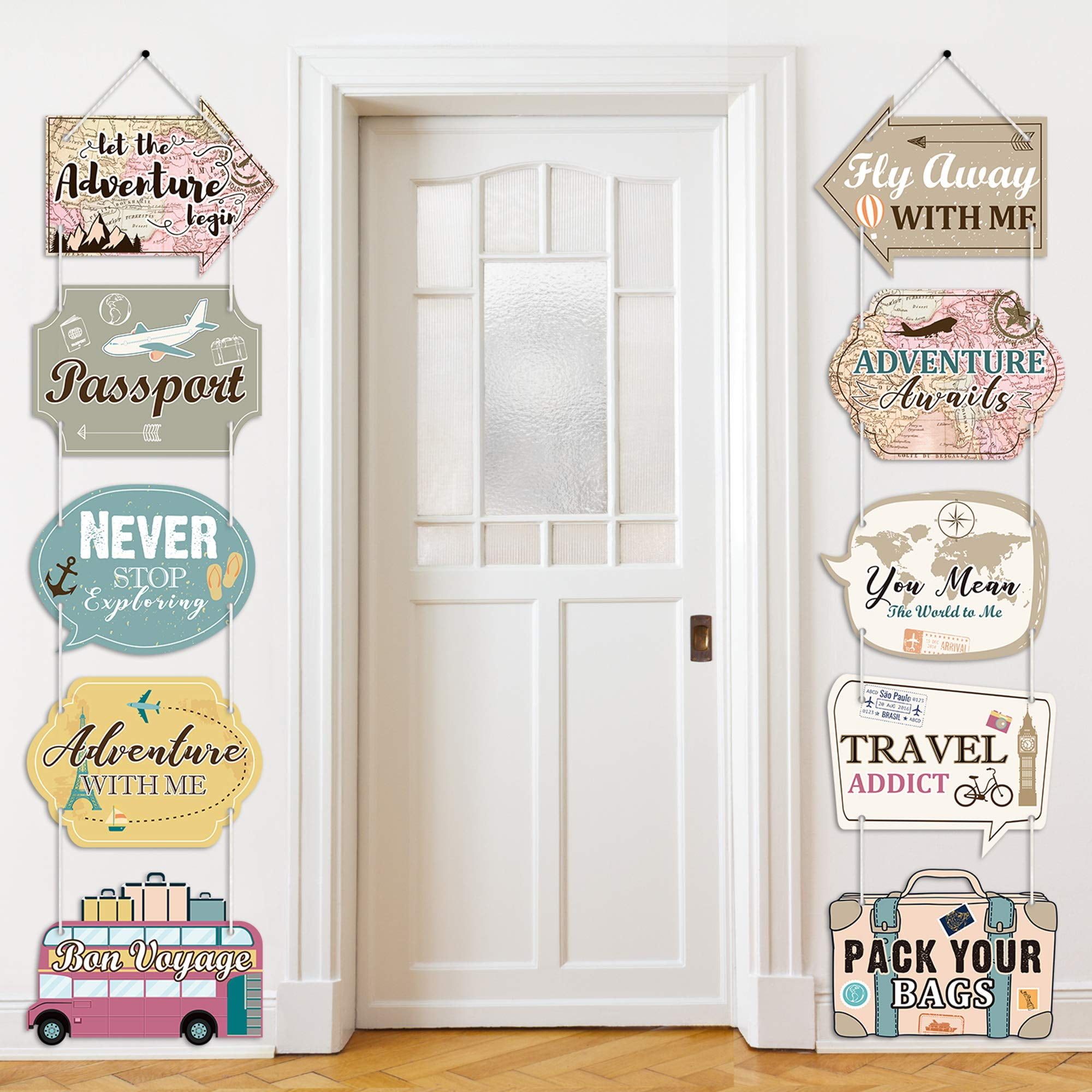 Blulu Travel Party FEV6 Decorations Let The Adventure Begin Sign Travel ...