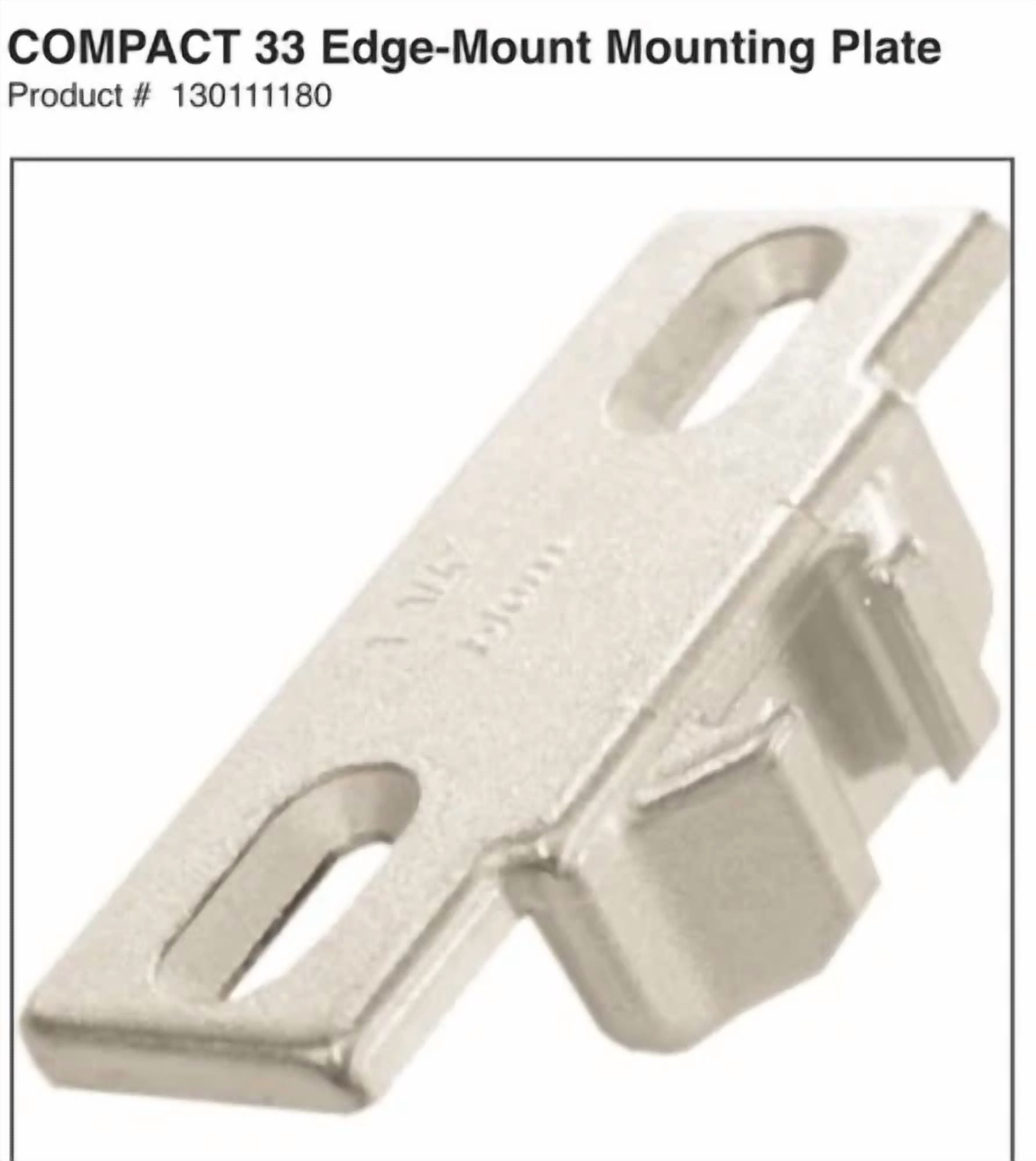 Blum 1" Overlay Edge Mount Mounting Plate 130.1110.02 For Compact 33 ...