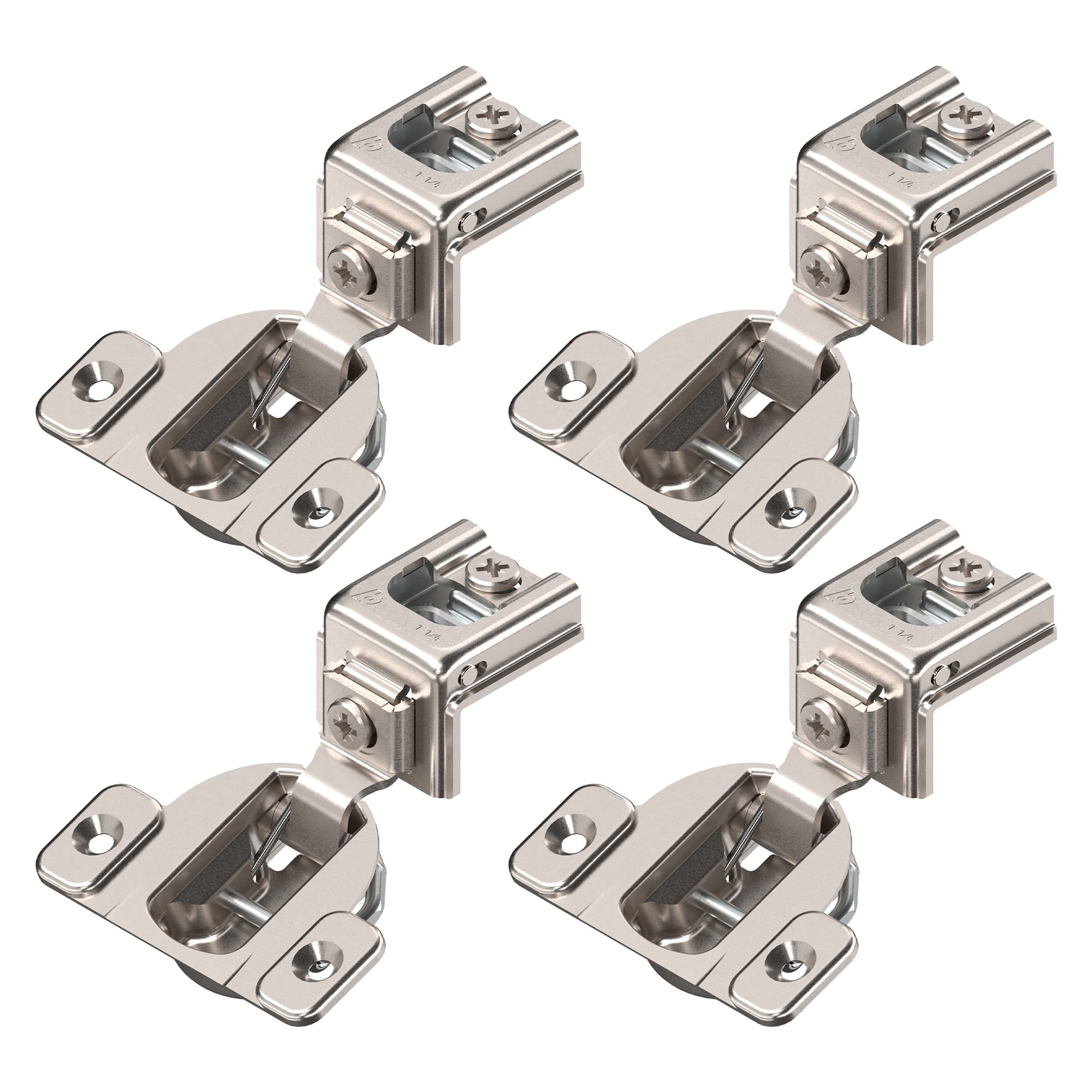 Blum COMPACT hinge (4 Pack), 1-1/4" Overlay, 110° Opening Angle, Steel ...
