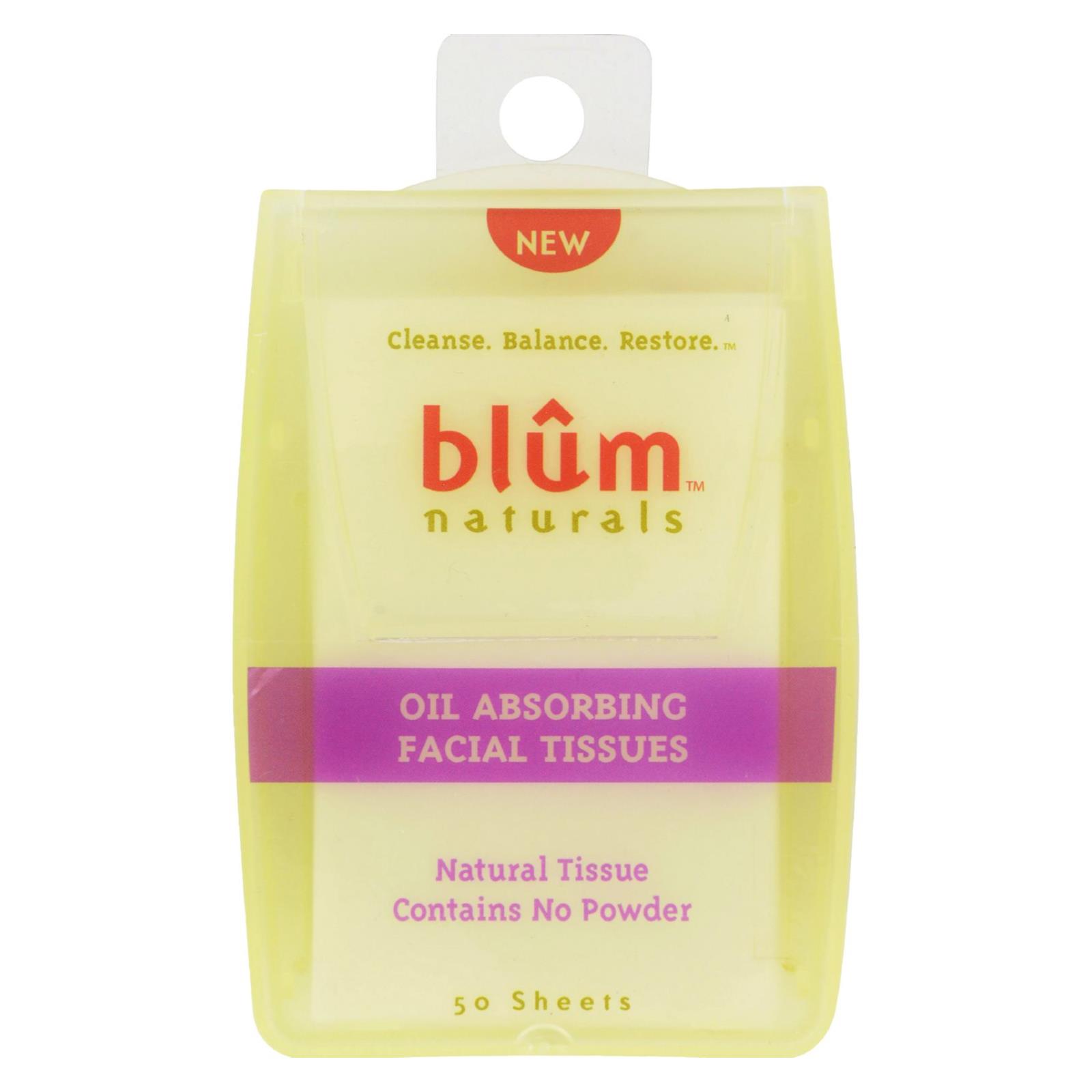 Blum Naturals Oil Absorbing Facial Tissues - 50 Sheets - Case of 6 ...