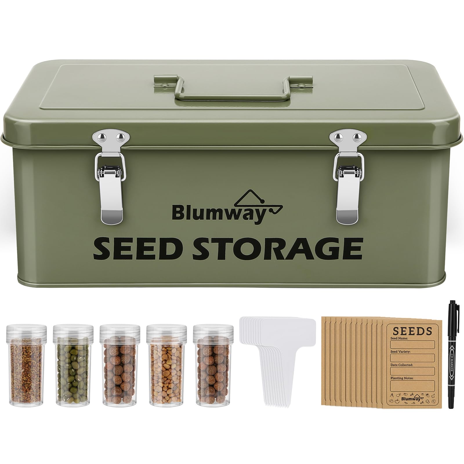 BlumWay Seed Storage Organizer, Seed Saving MTN1 Box with Lid, Metal ...