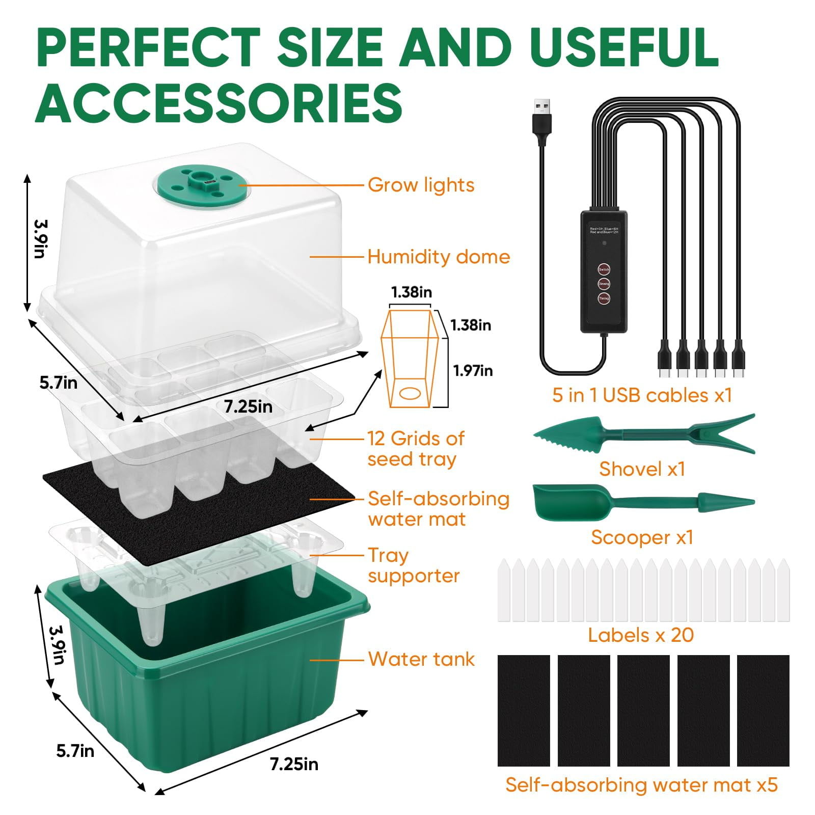 BlumWay Self-Watering Seed Starter Tray Kit with H2FSDGrow and Humidity ...