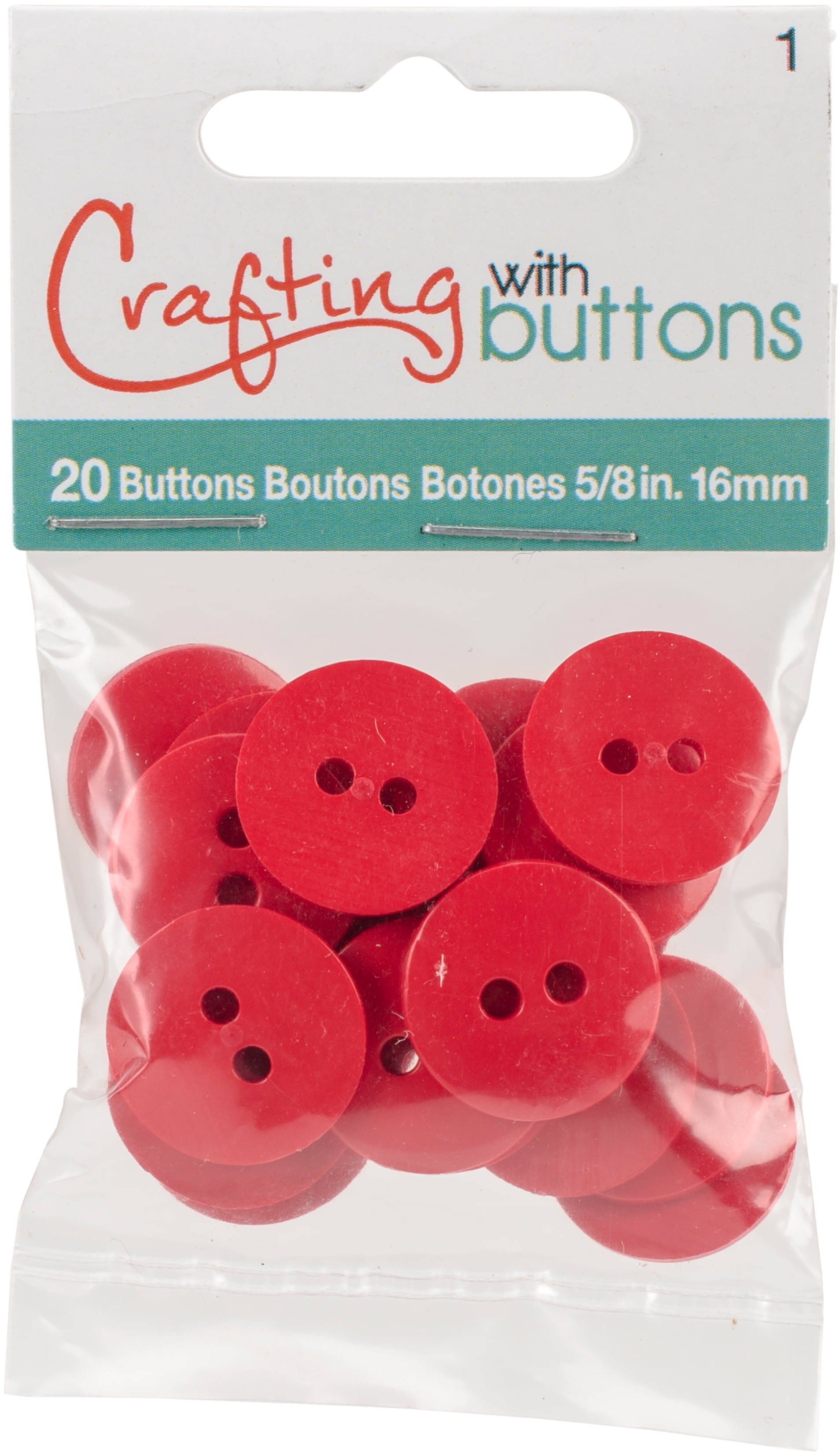 Blumenthal Small Color Buttons 20/Pkg-Red 5/8" - Walmart.com