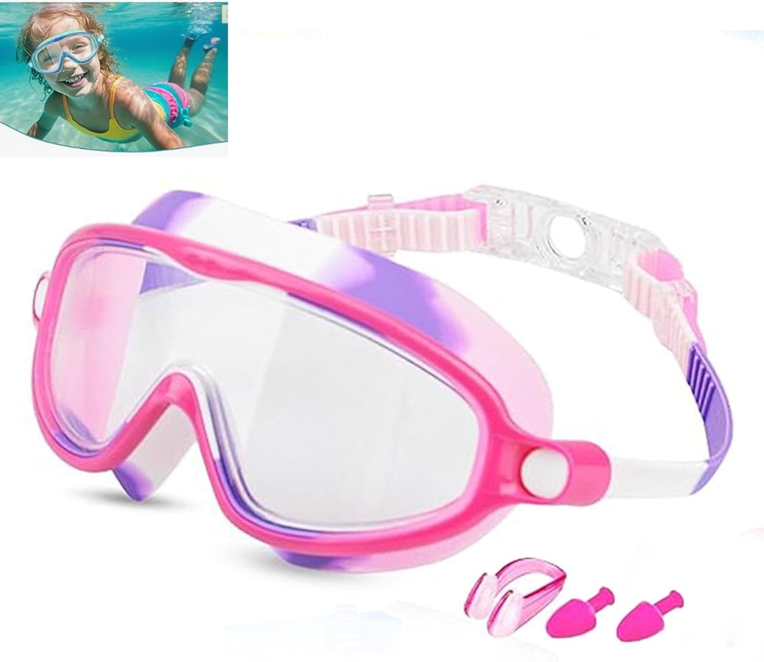 Blumi Baby Goggles, Blumi Baby Swim Goggles with Nose Clip and Ear ...