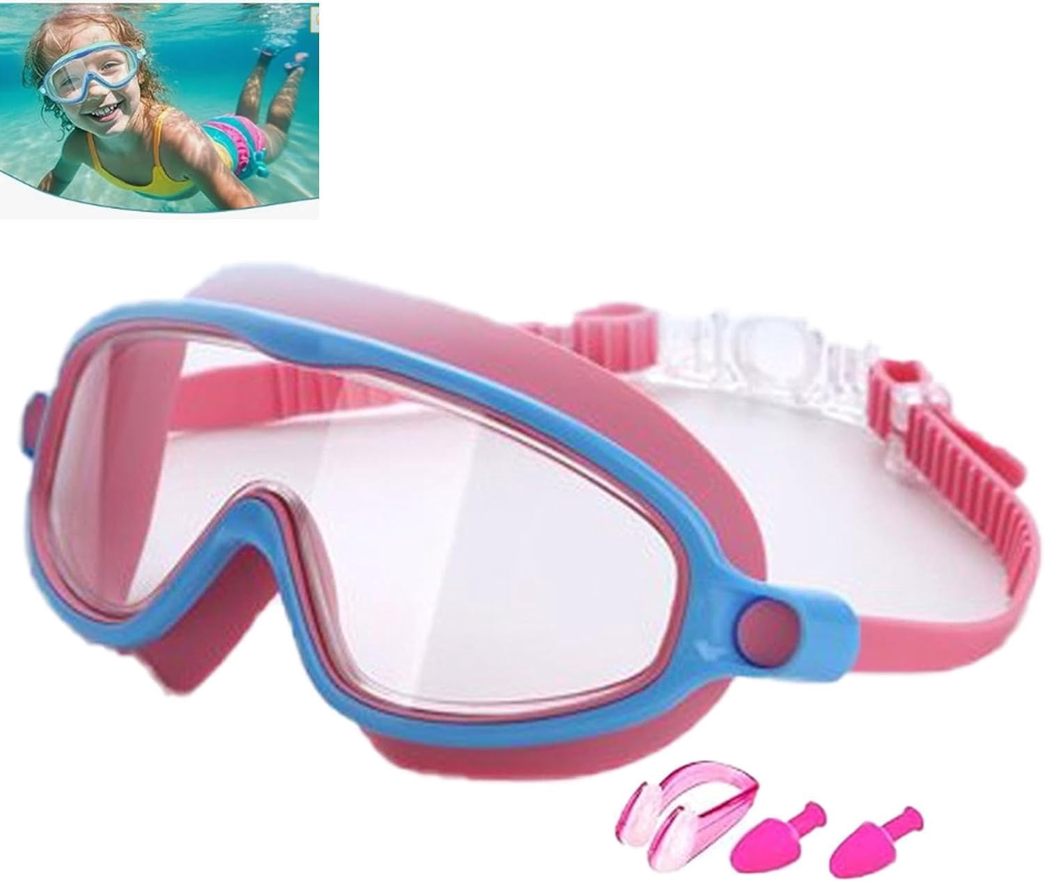 Blumi Baby Goggles, Blumi Baby Swim Goggles with Nose Clip and Ear ...