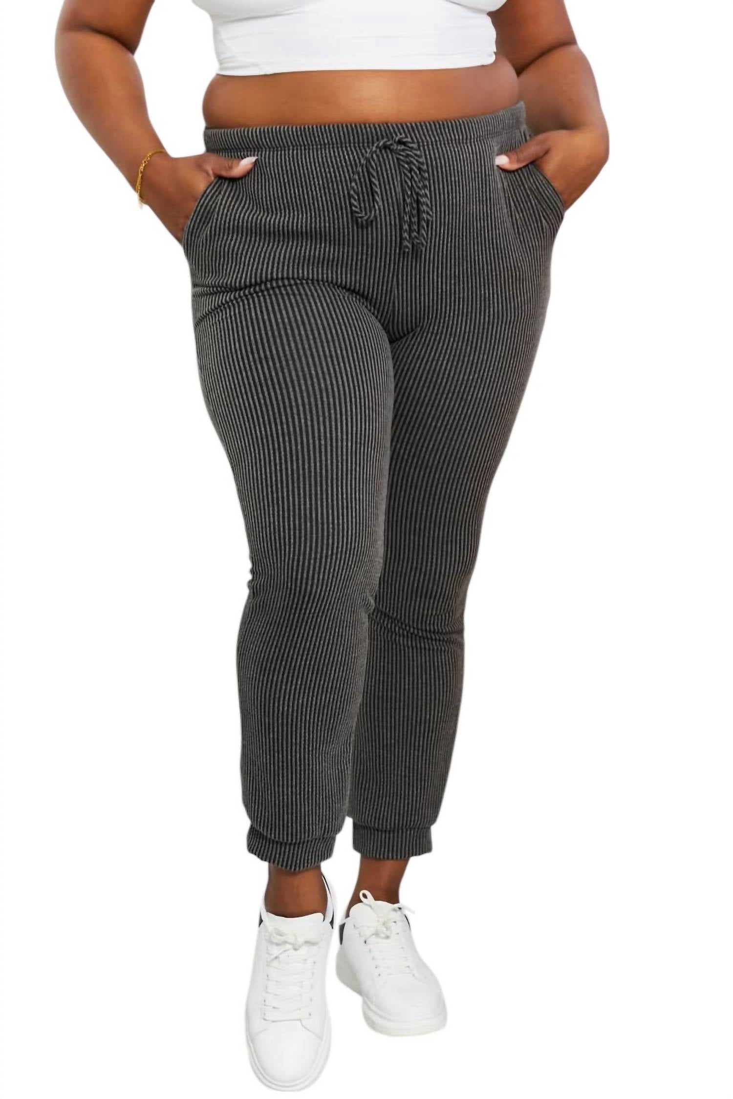 Blumin Full Size Easy Living Ribbed Joggers - Walmart.com