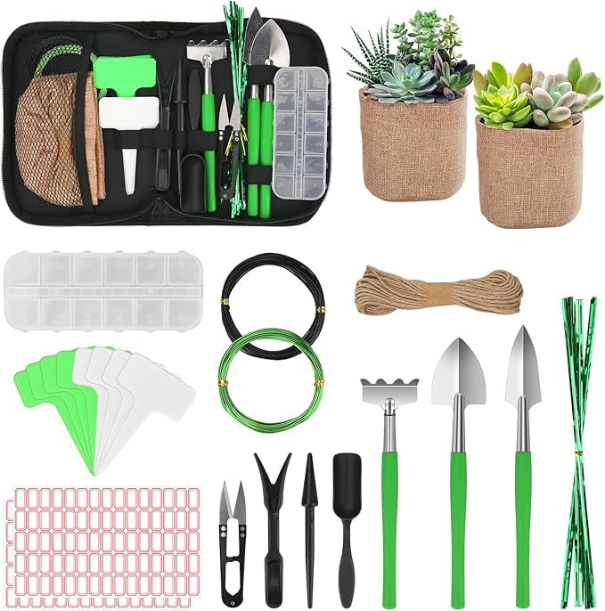 Blumway Succulent Tools Set,18 Pcs Garden Tool Sets with Organizer Bag ...