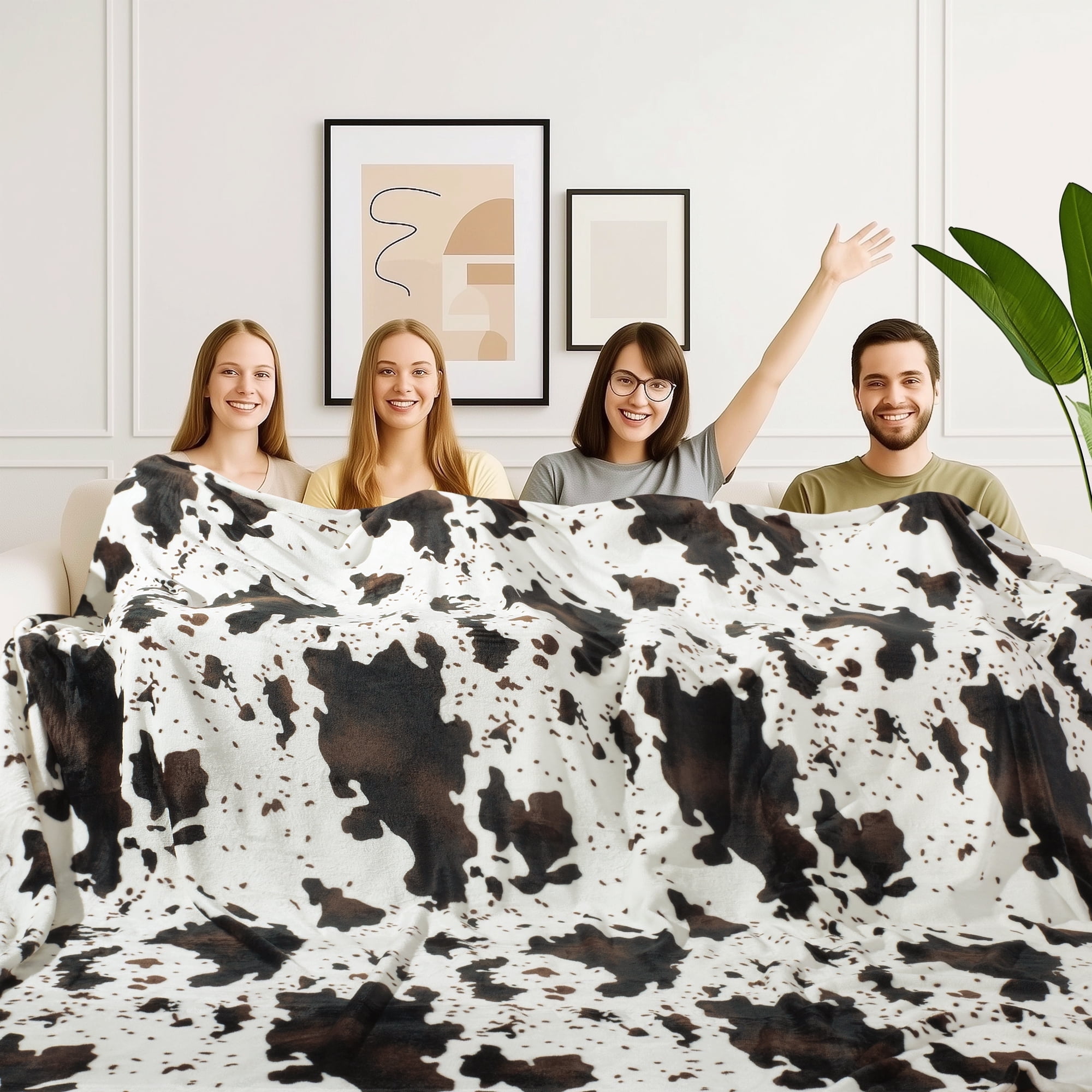 Blunique Cow Print Blankets and Throws Soft Cozy Fleece Throw Blanket ...