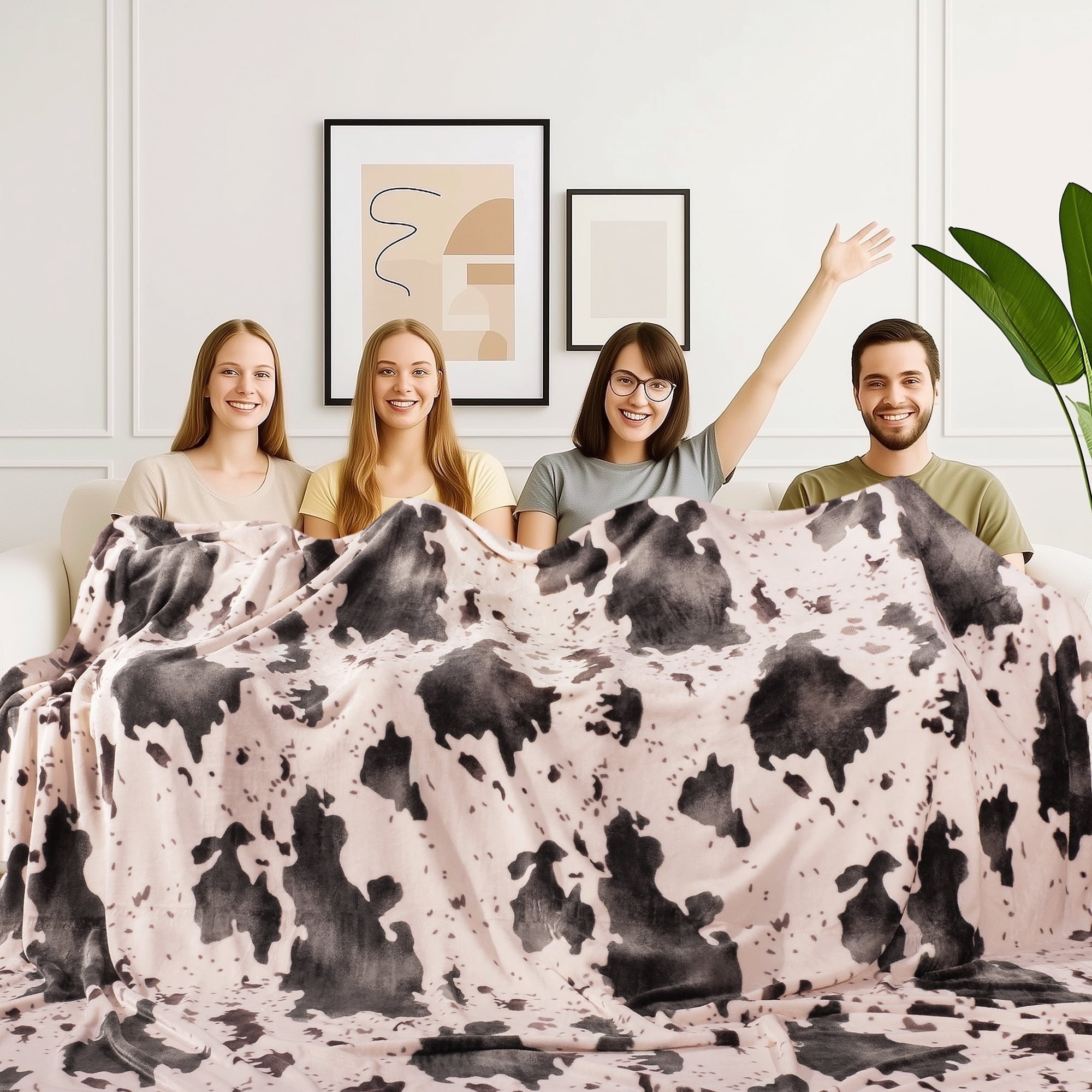 Blunique Cow Print Blankets and Throws Soft Cozy Fleece Throw Blanket ...