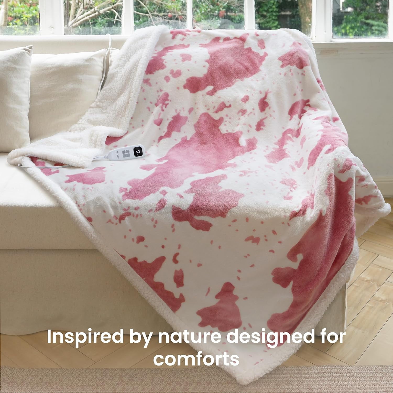 Blunique Cow Print Heated Throw Blanket Electric Blanket - Walmart.com