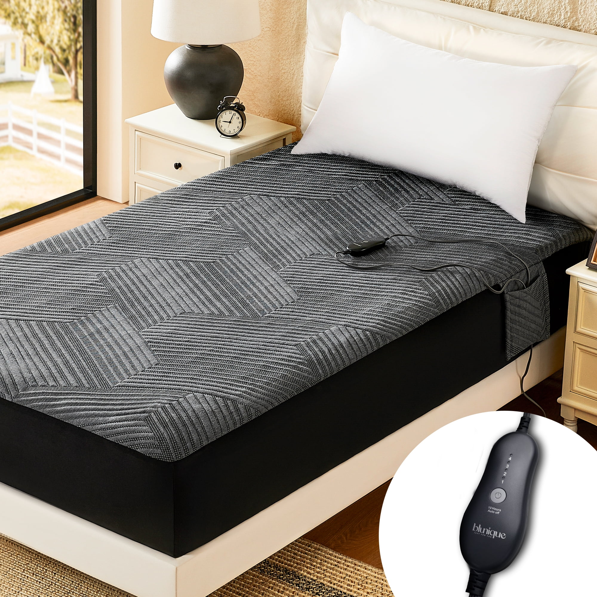 Blunique Electric Heated Mattress Pad Full Size Heating Blanket Bed ...