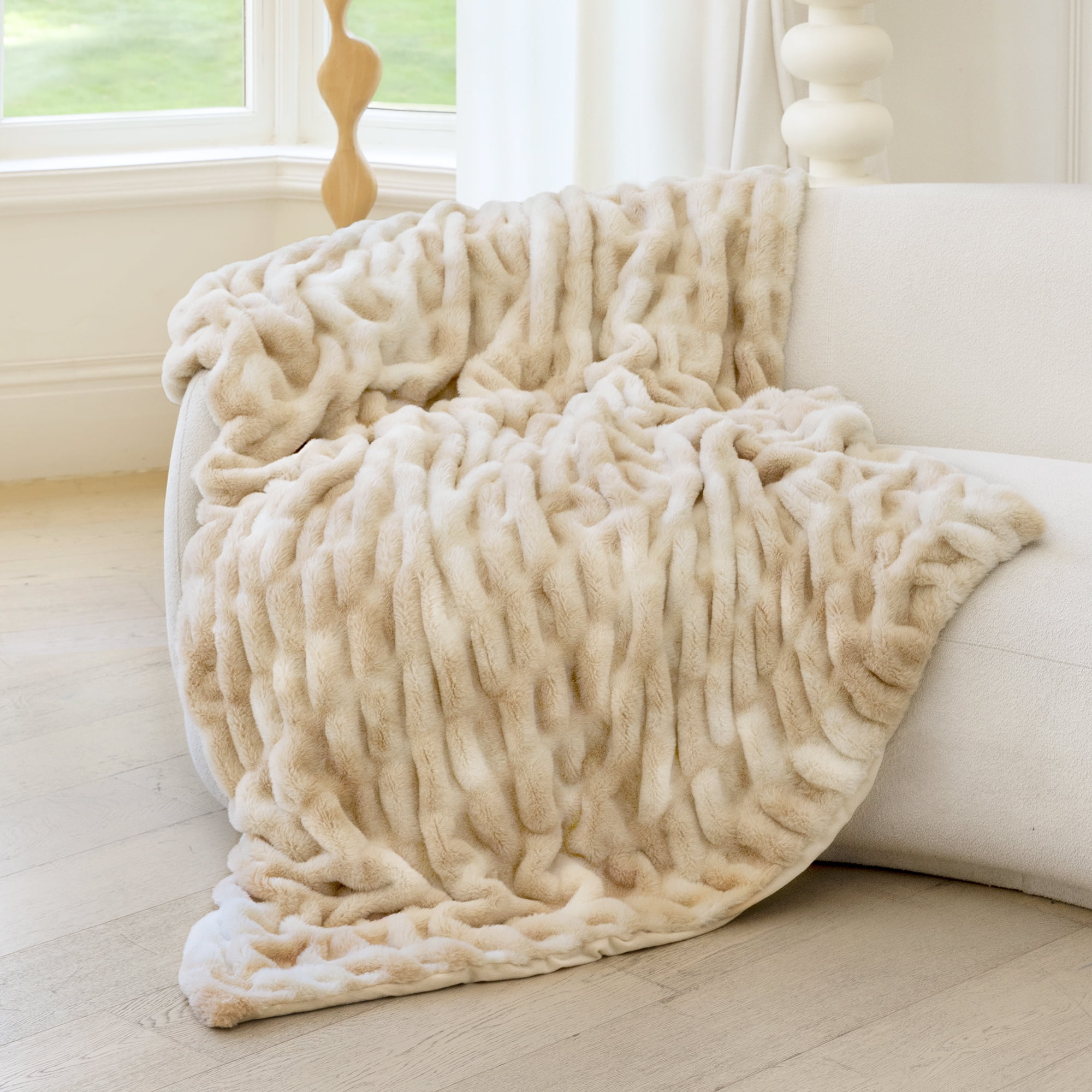 Blunique Faux Rabbit Fur Blankets and Throws Soft Cozy Throw Blanket ...
