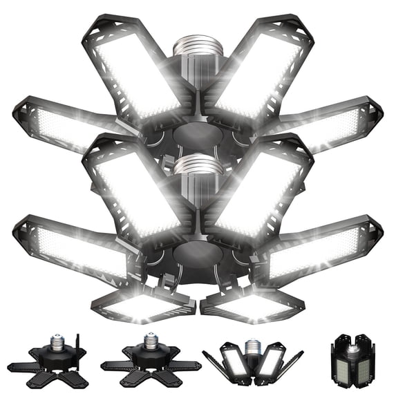 QF Home LED Light Bulb, Garage Lights, Adjustable Panels, 6500K ...